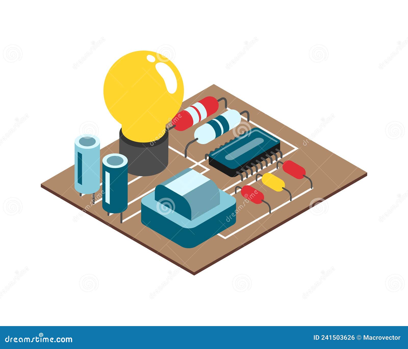 Isometric Circuit Board Composition Stock Vector - Illustration of ...