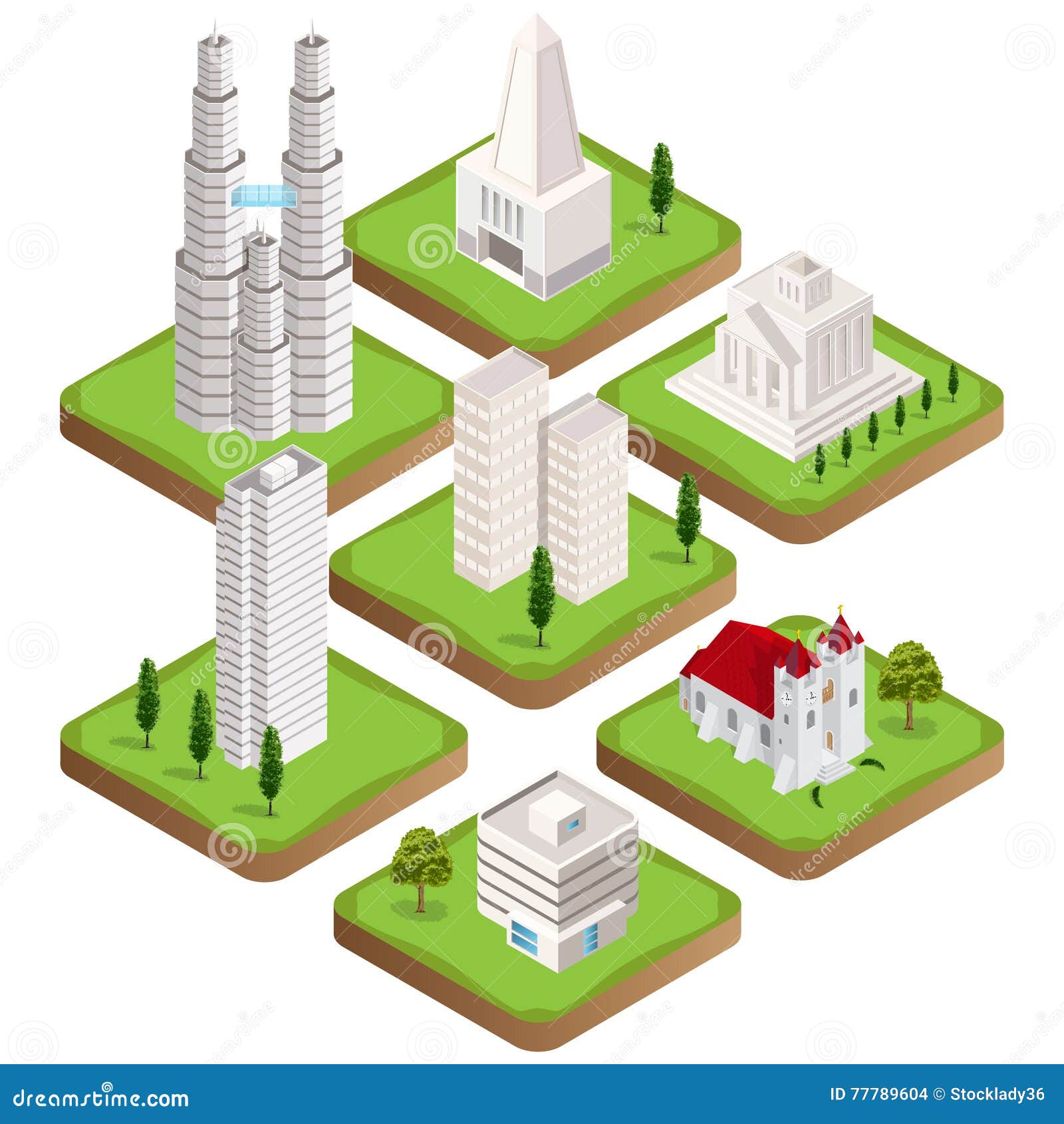 Isometric City Buildings Collection Stock Vector - Illustration of pack ...