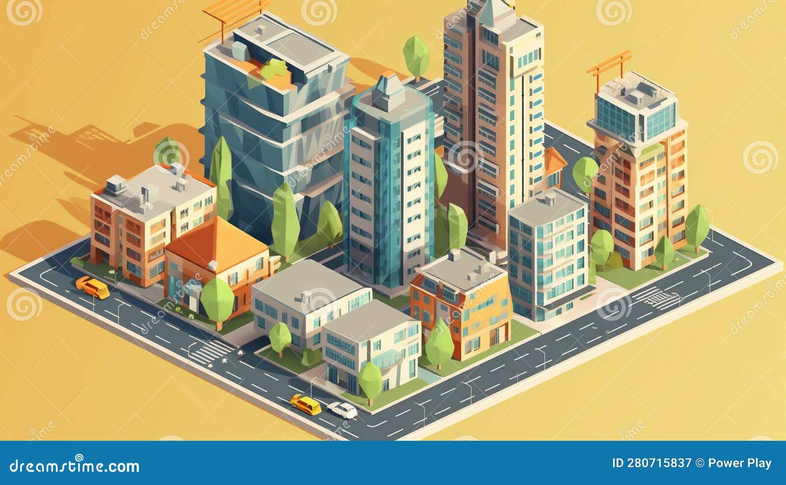 Isometric City Concept with Buildings and Roads. 3d Vector Type ...