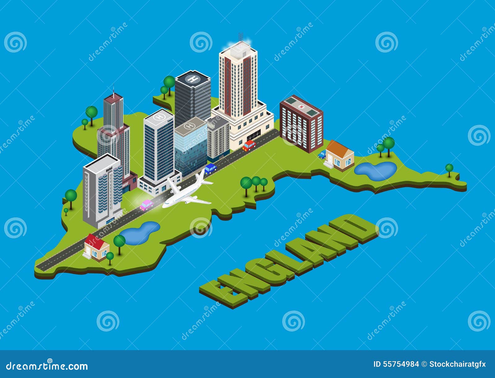 Isometric City on England Map Stock Vector - Illustration of ...