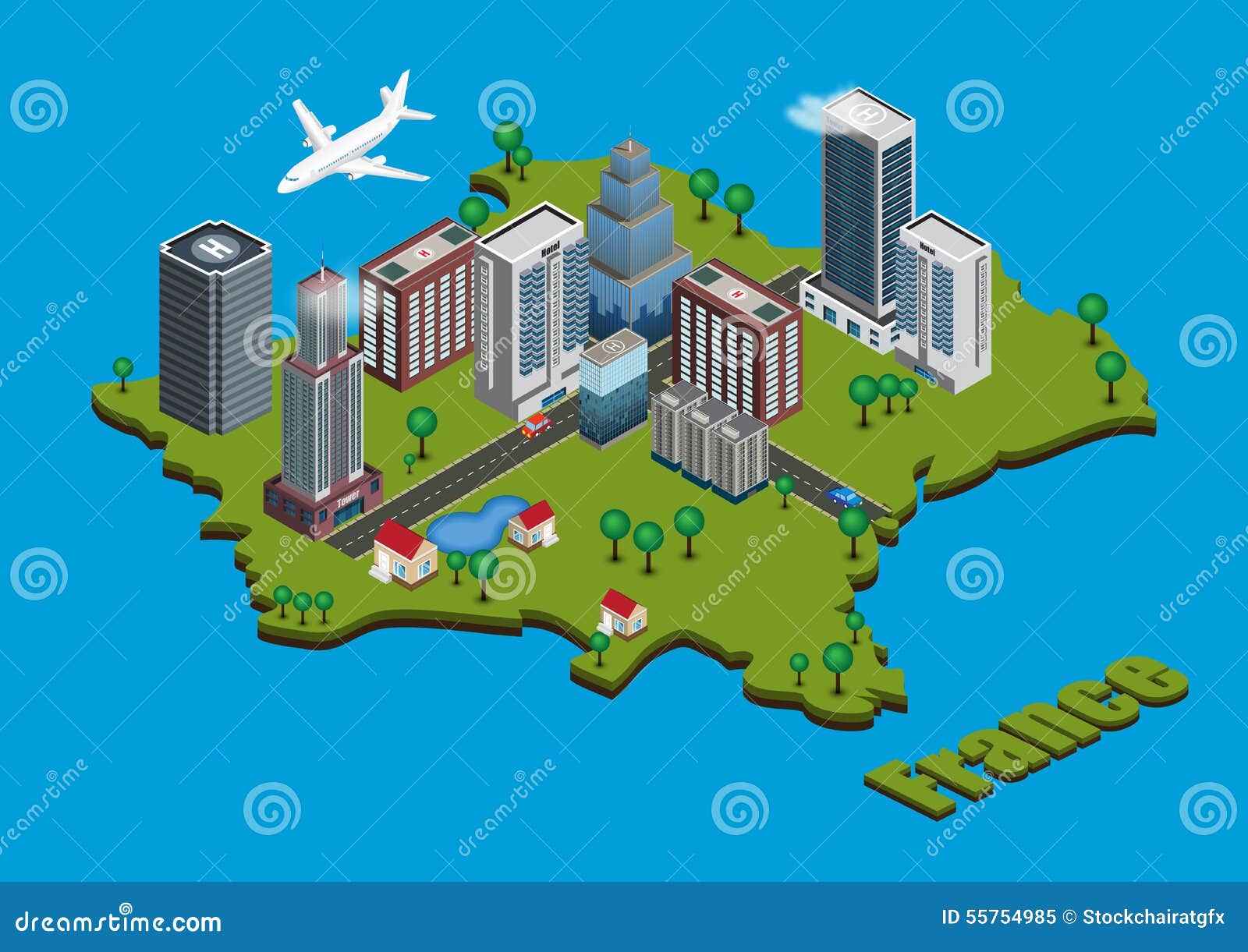 Isometric 3D Map Of The France. Isolated Political Country Map In ...