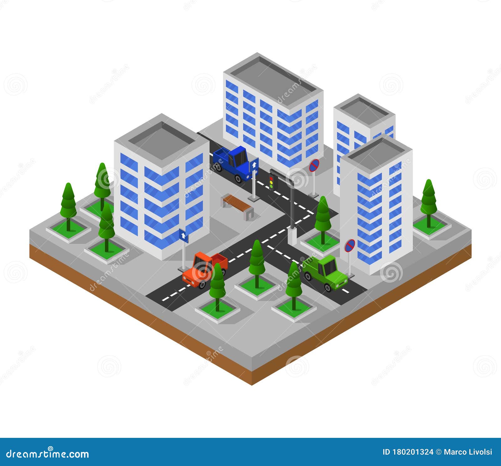 Isometric City Icon Illustrated in Vector on White Background Stock ...