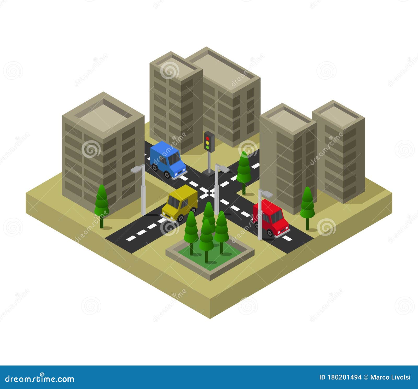 Isometric City Icon Illustrated in Vector on White Background Stock ...