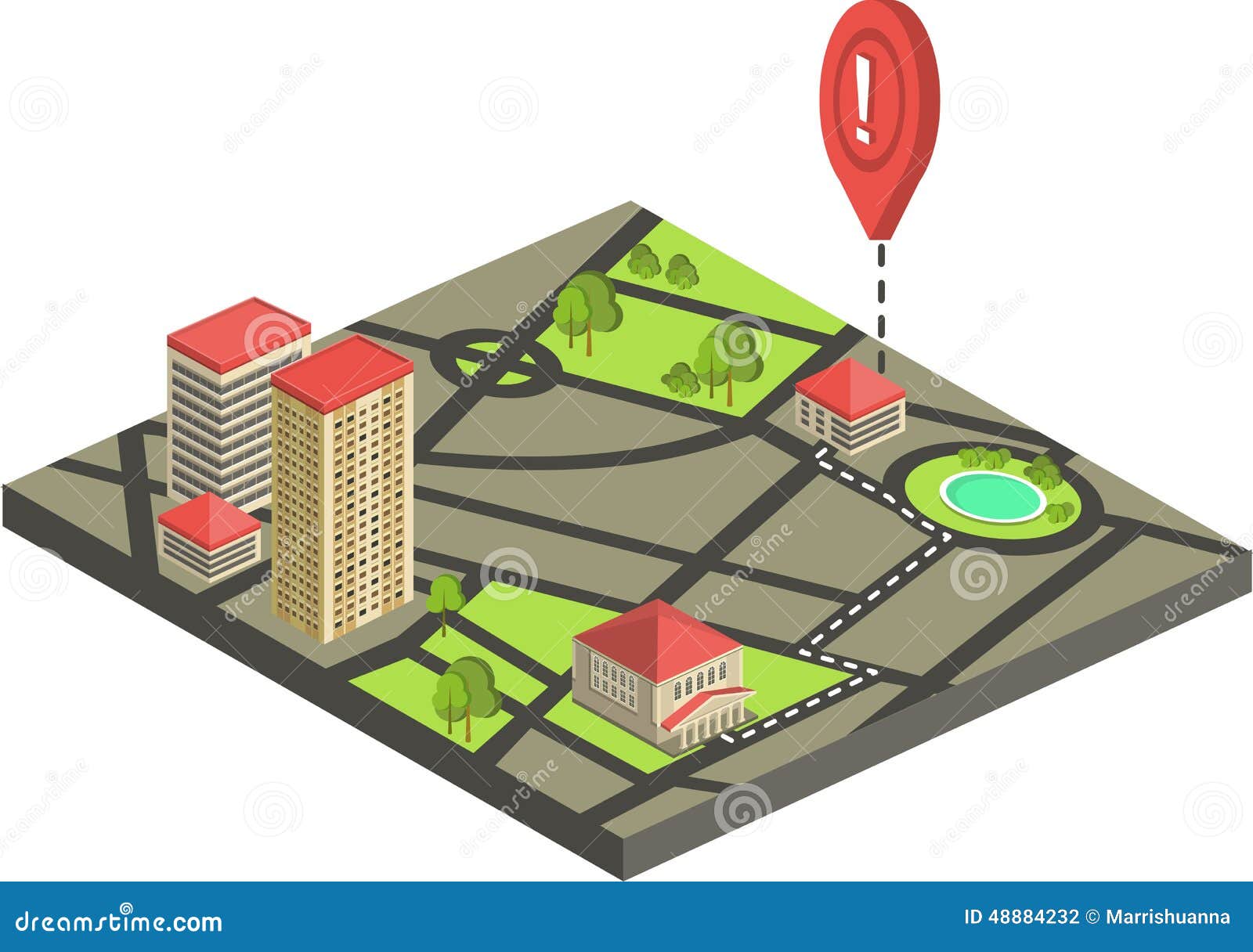 Isometric city map concept stock vector. Illustration of element - 48884232