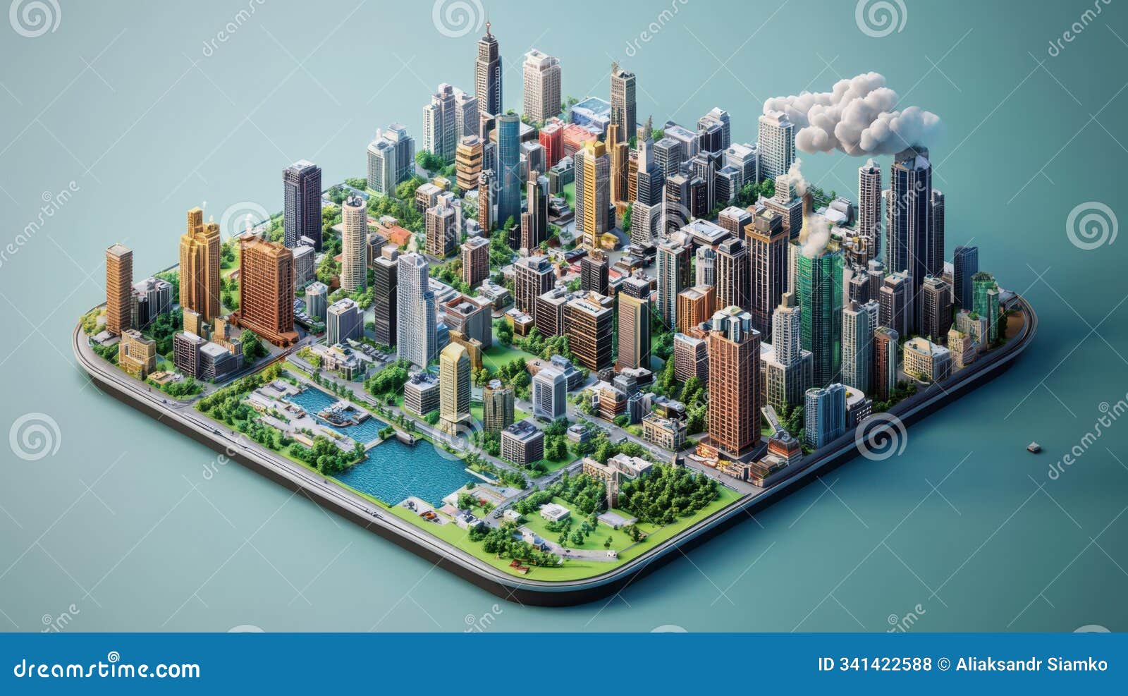 Isometric City Map for Location Advertisement 3D Render Stock ...
