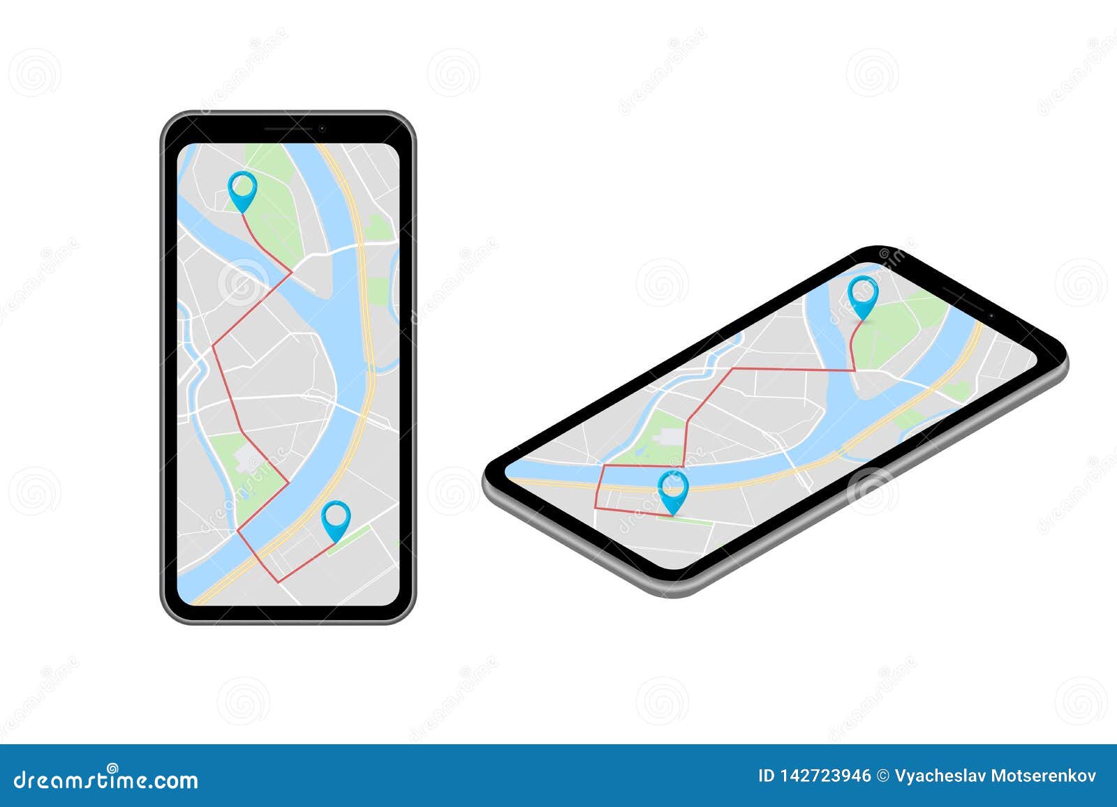 Isometric City Map Smartphone Navigation, Isometry Phone Point Marker ...
