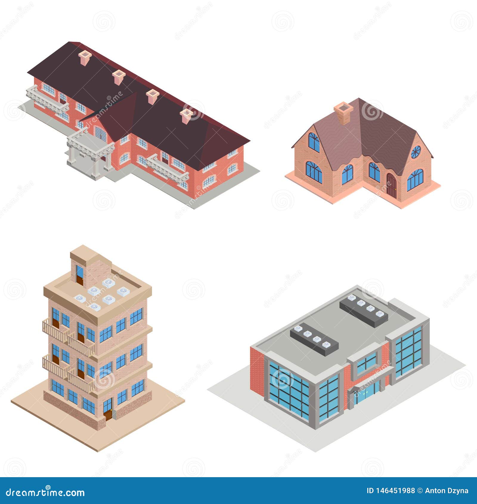 Isometric Multistory Building With Balconies Vector Illustration | CartoonDealer.com #59218948