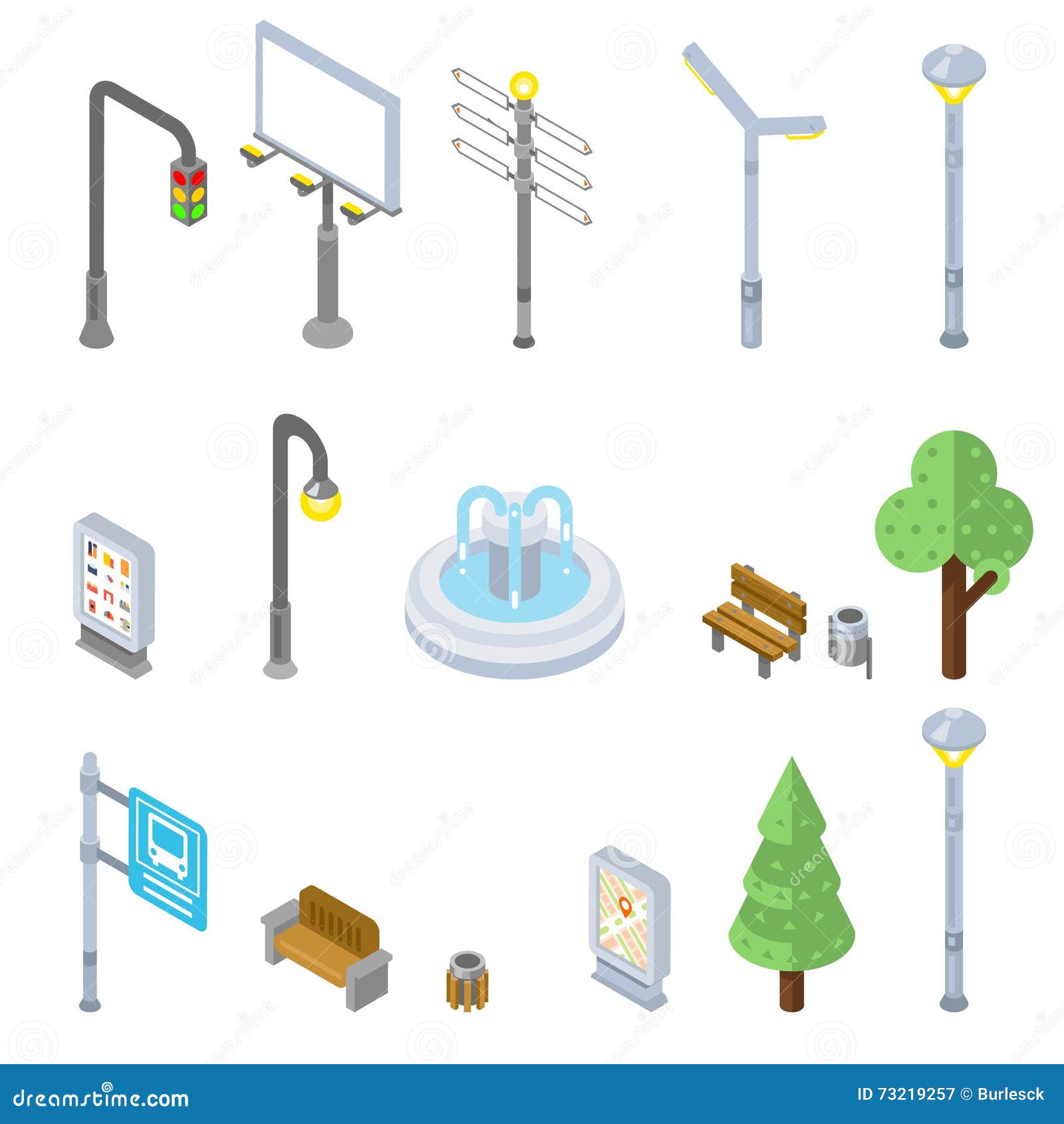 Urban Objects Vector Illustrative Icon Set With Infographic Elements ...