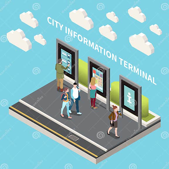 Isometric City Terminals Composition Stock Illustration - Illustration ...