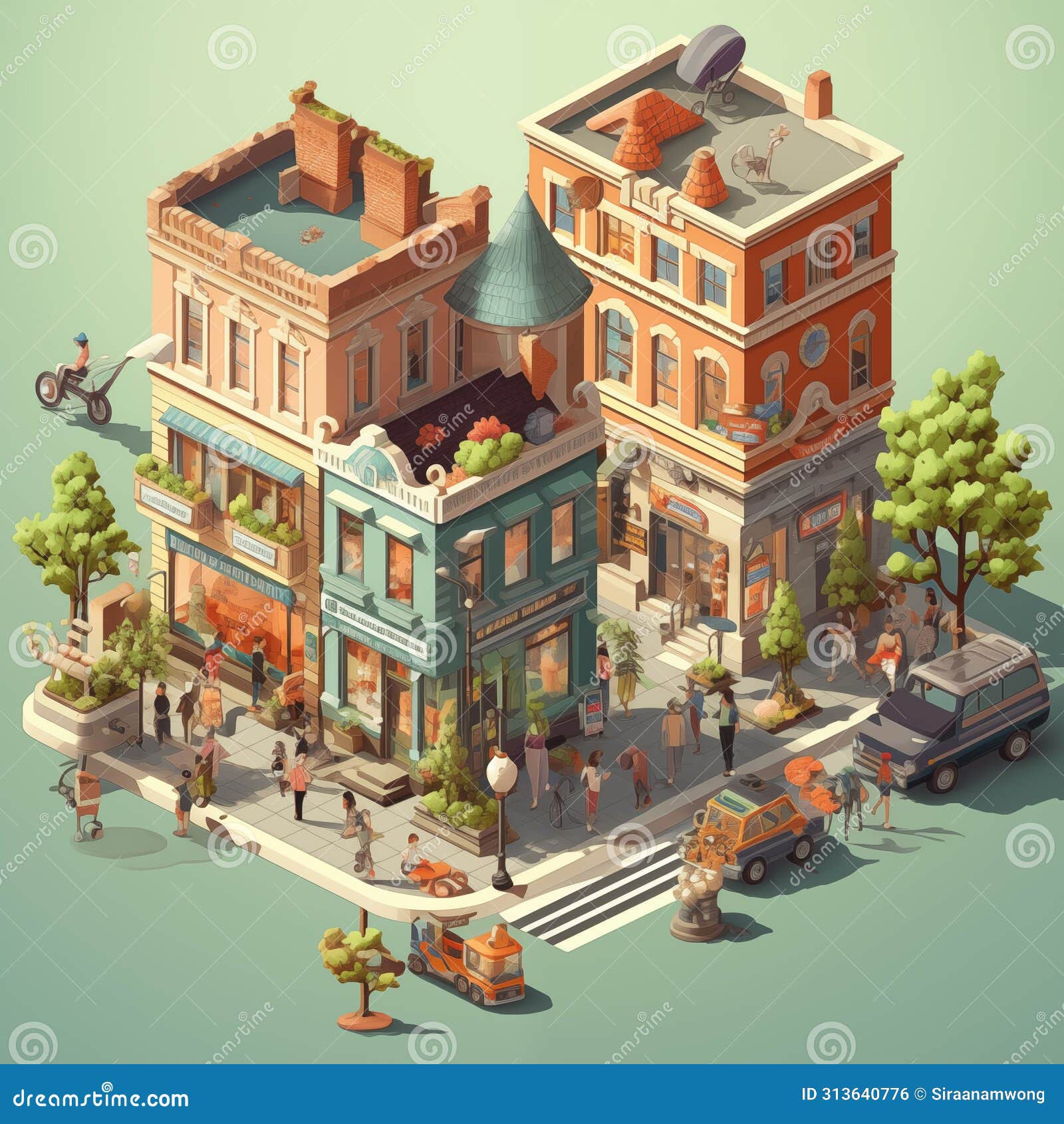 Isometric City or Town Map Elements. by Generative Ai Stock ...