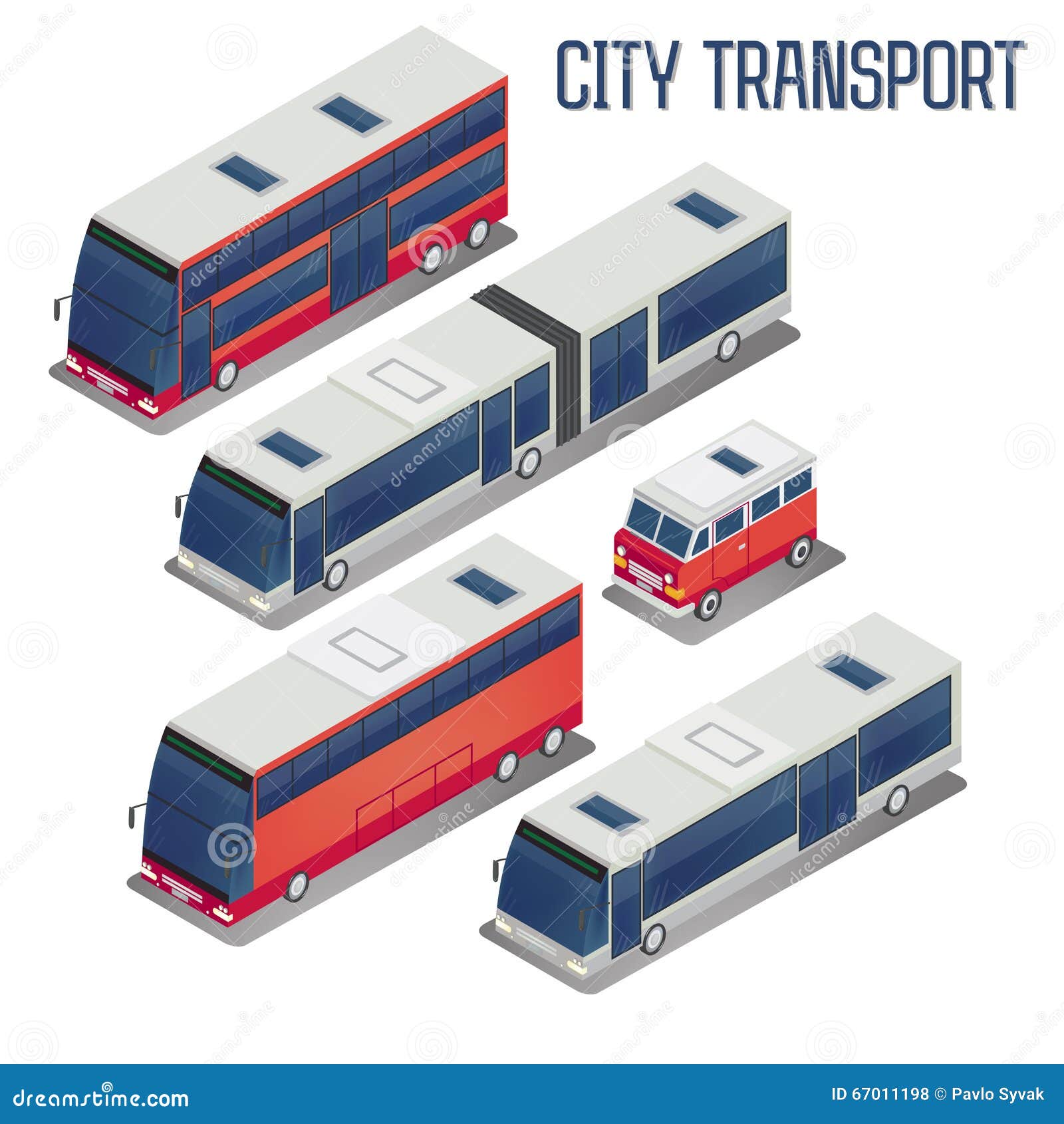 Isometric City Transportation Bus Set Stock Vector - Illustration of ...