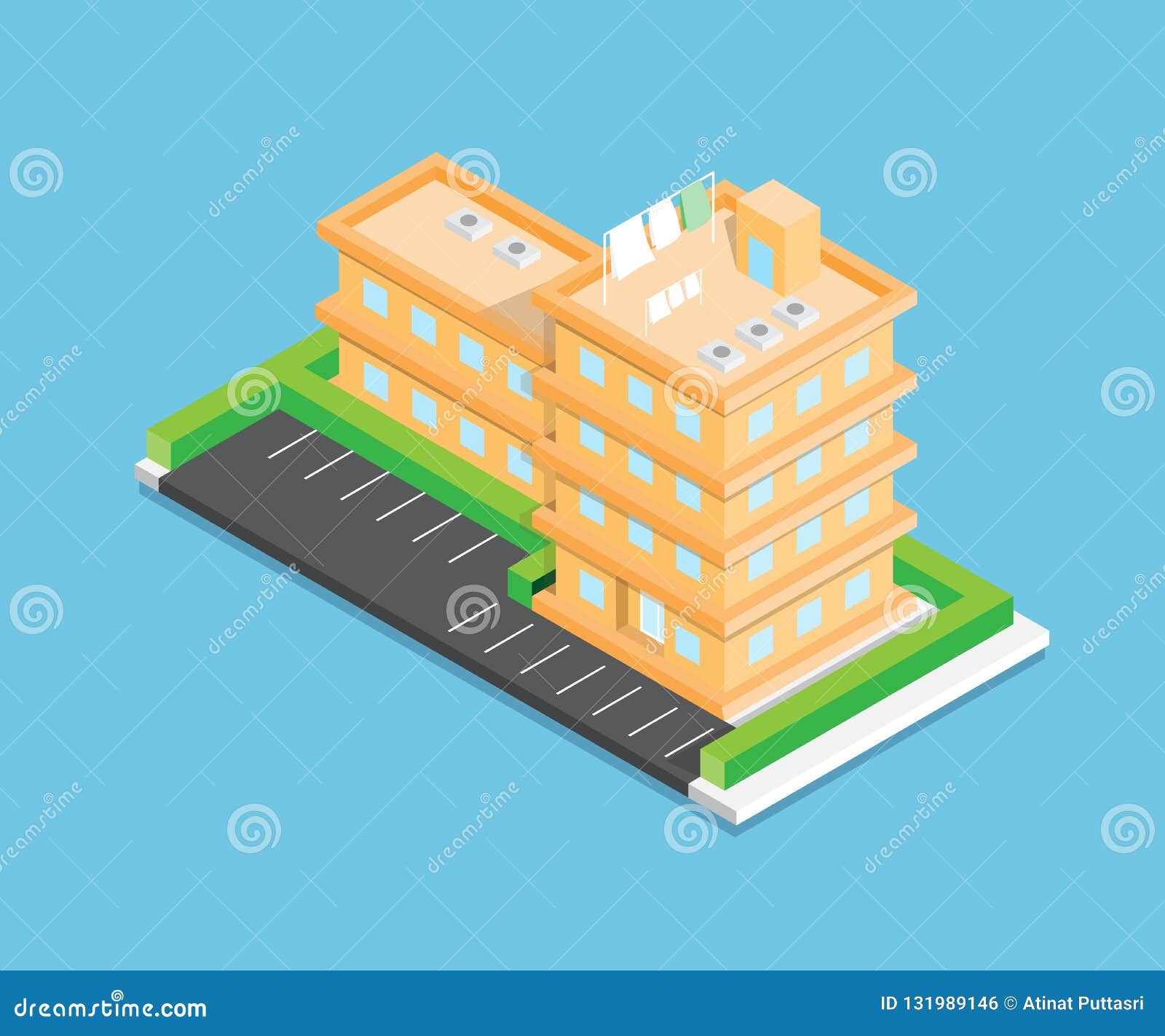 Isometric City Vector Design on Blue Background Stock Vector ...