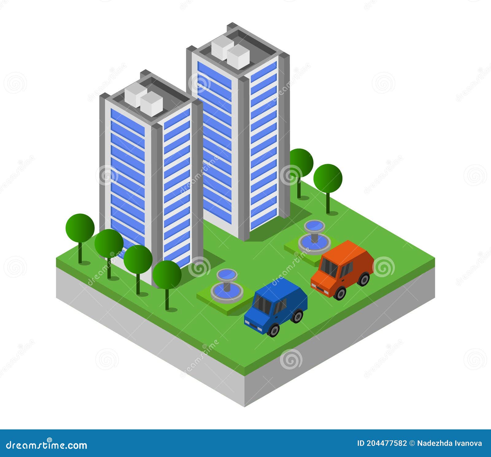 Isometric City Vector Graphic Illustration. Stock Illustration ...