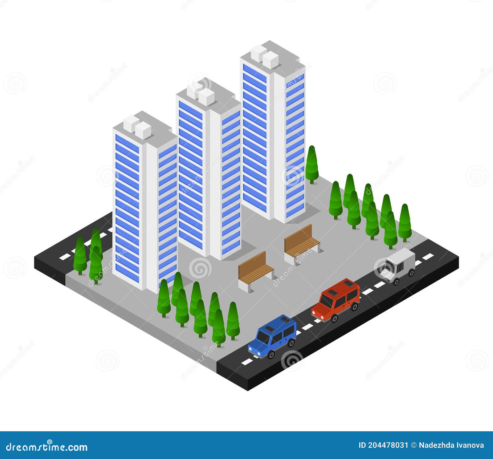 Isometric City Vector Graphic Illustration. Stock Illustration ...