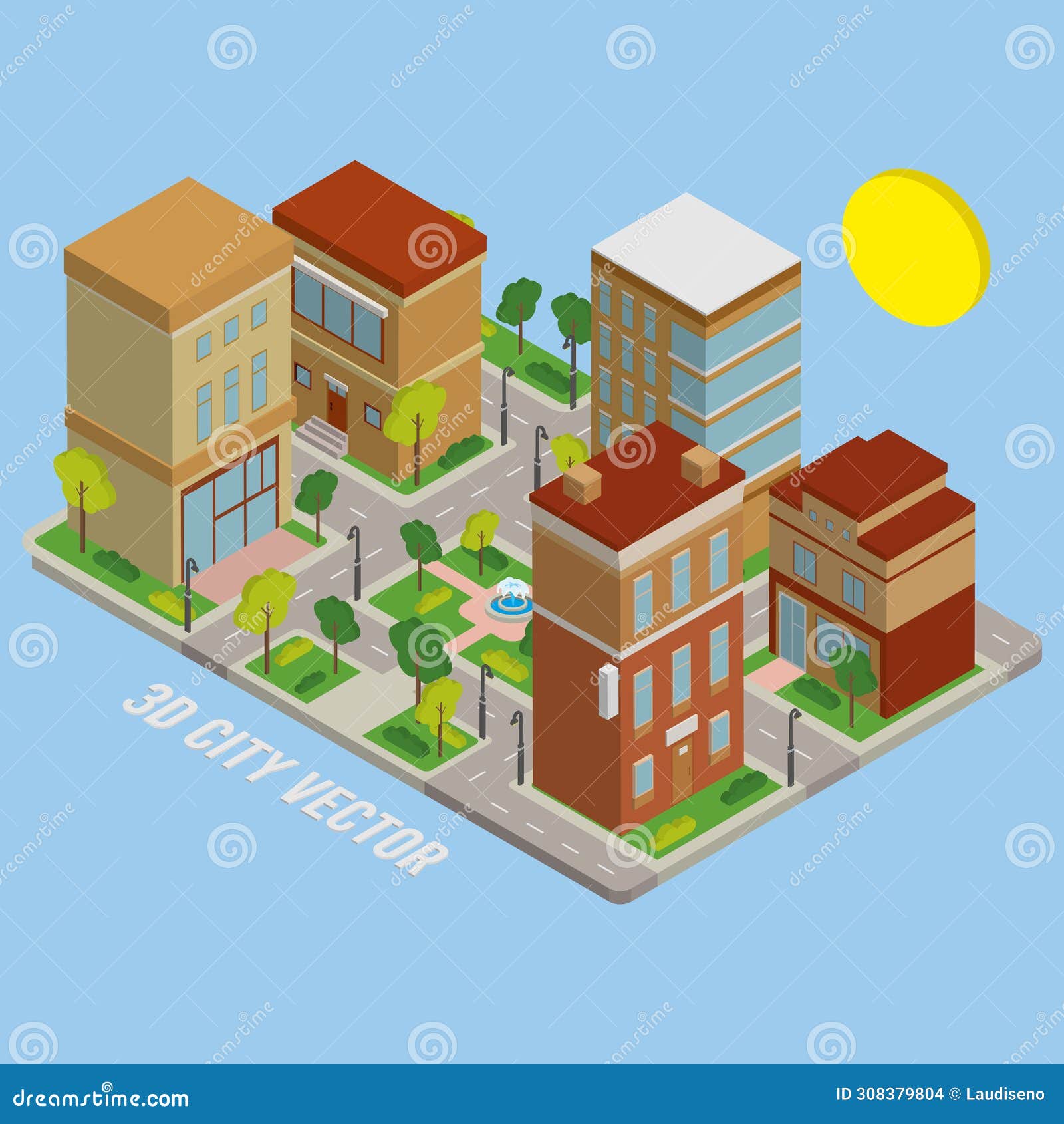 Isometric Cityscape Buildings Vector Stock Illustration - Illustration ...