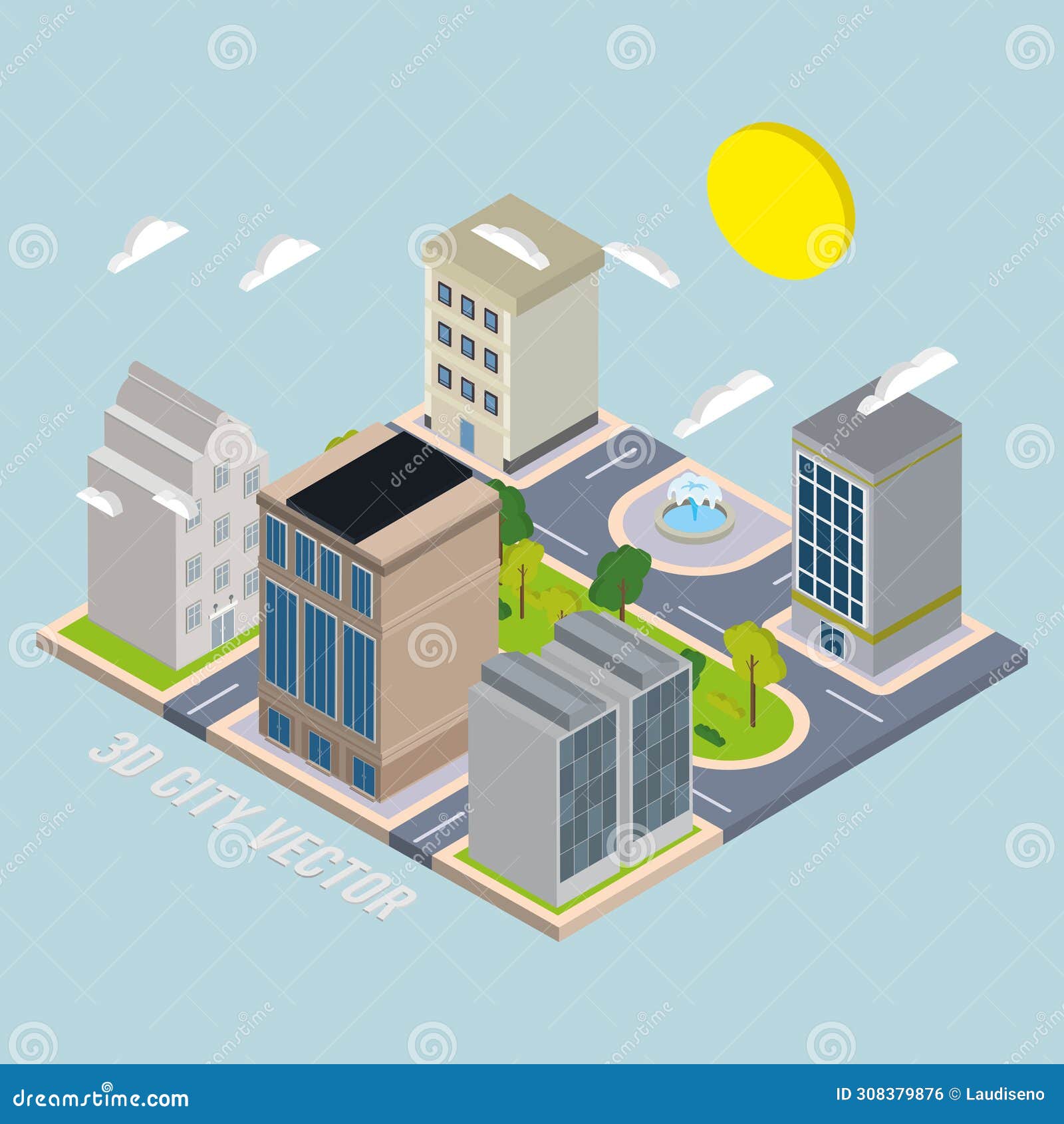 Isometric Cityscape Buildings Vector Stock Vector - Illustration of ...