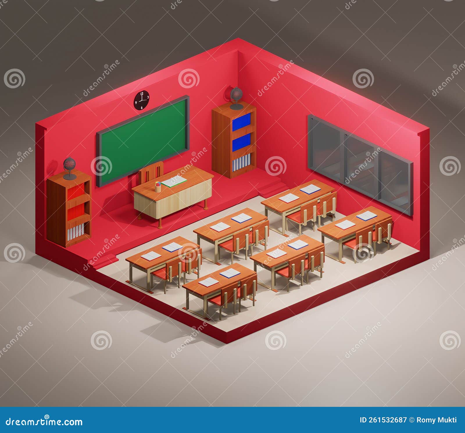 Isometric Class Room Art 3d Illustration Stock Illustration ...