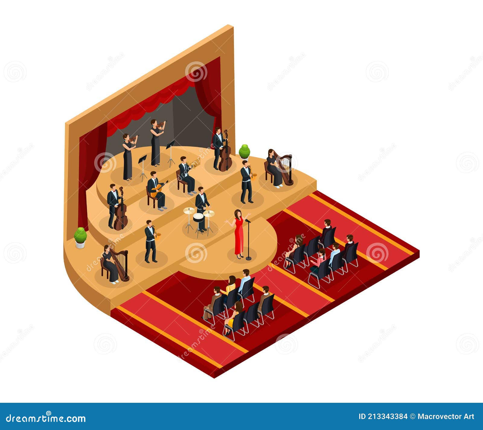 Isometric Classical Opera Performance Concept Stock Vector ...