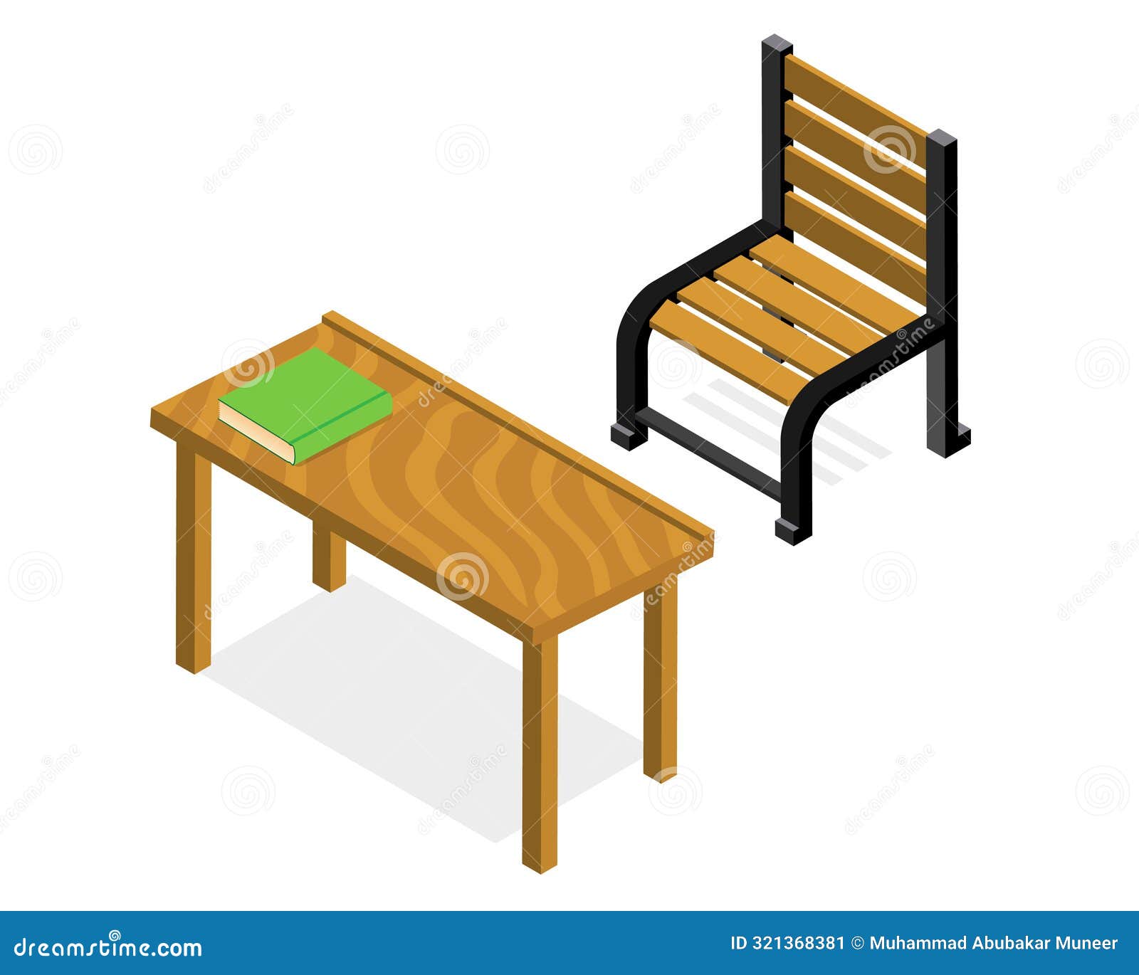Isometric Classroom Desk and Chair Stock Vector - Illustration of style ...