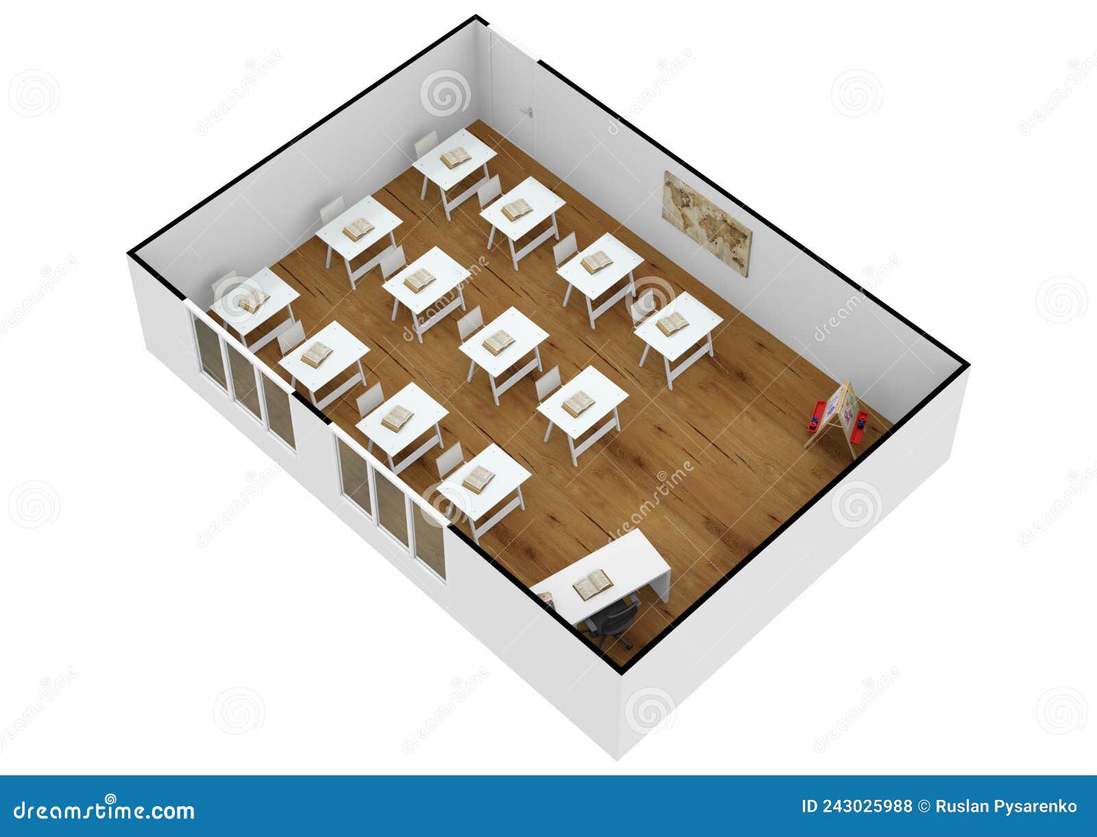 Floor Plan. Class Room Plan. Presentation Isometric Classroom. Stock ...