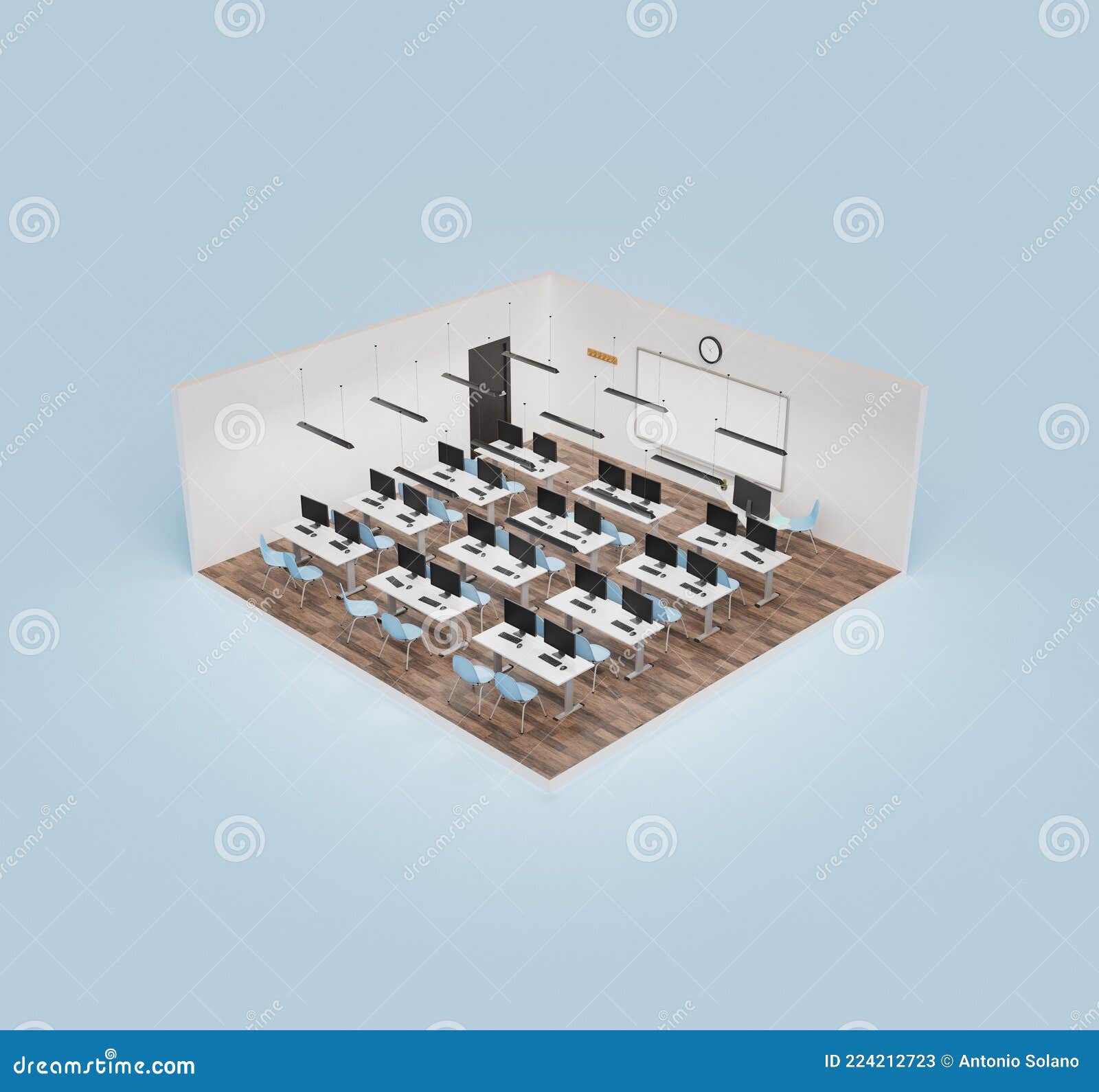 Isometric classroom stock illustration. Illustration of interior ...
