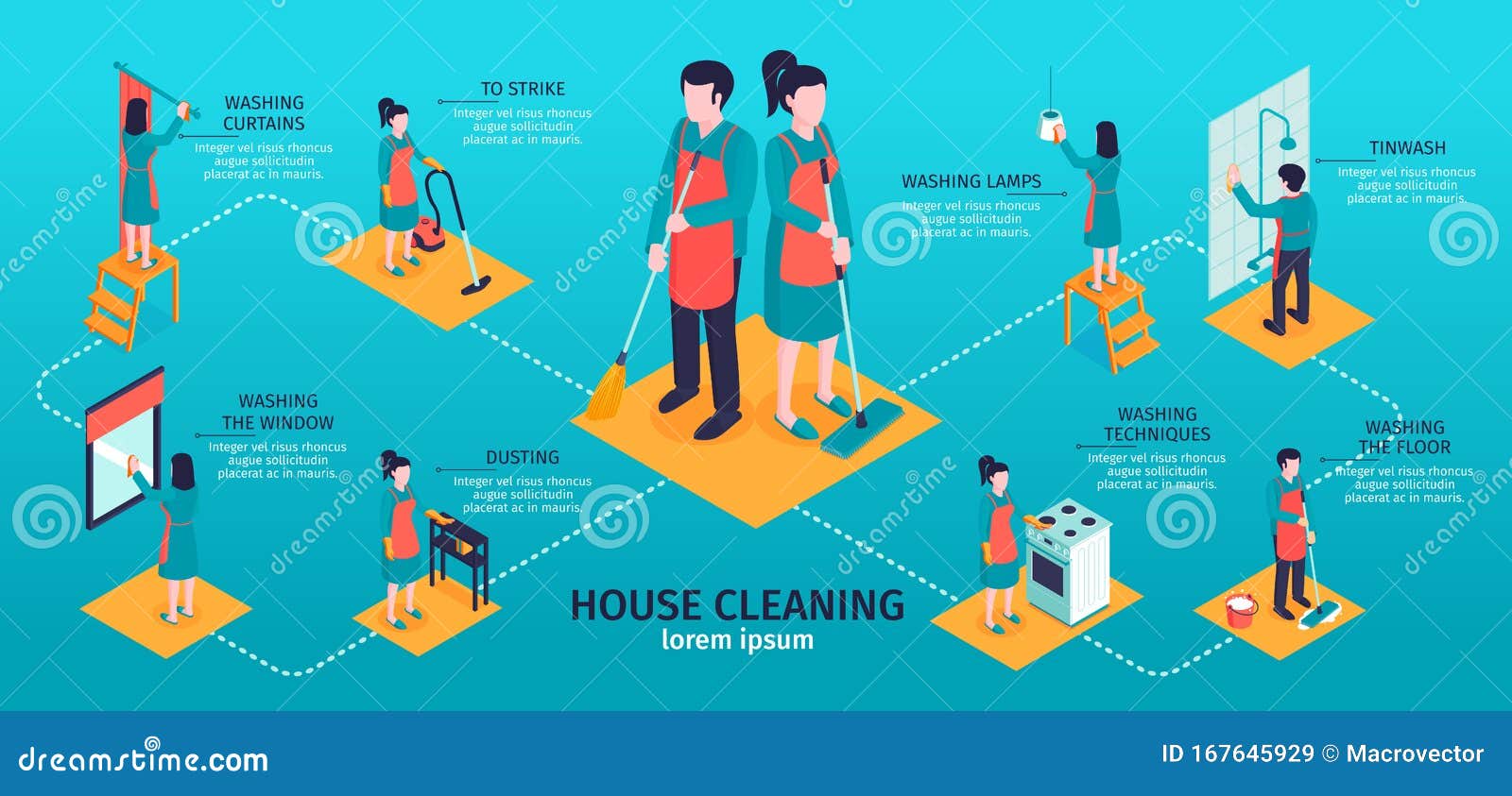 Isometric House Cleaning Infographics Stock Vector - Illustration of ...