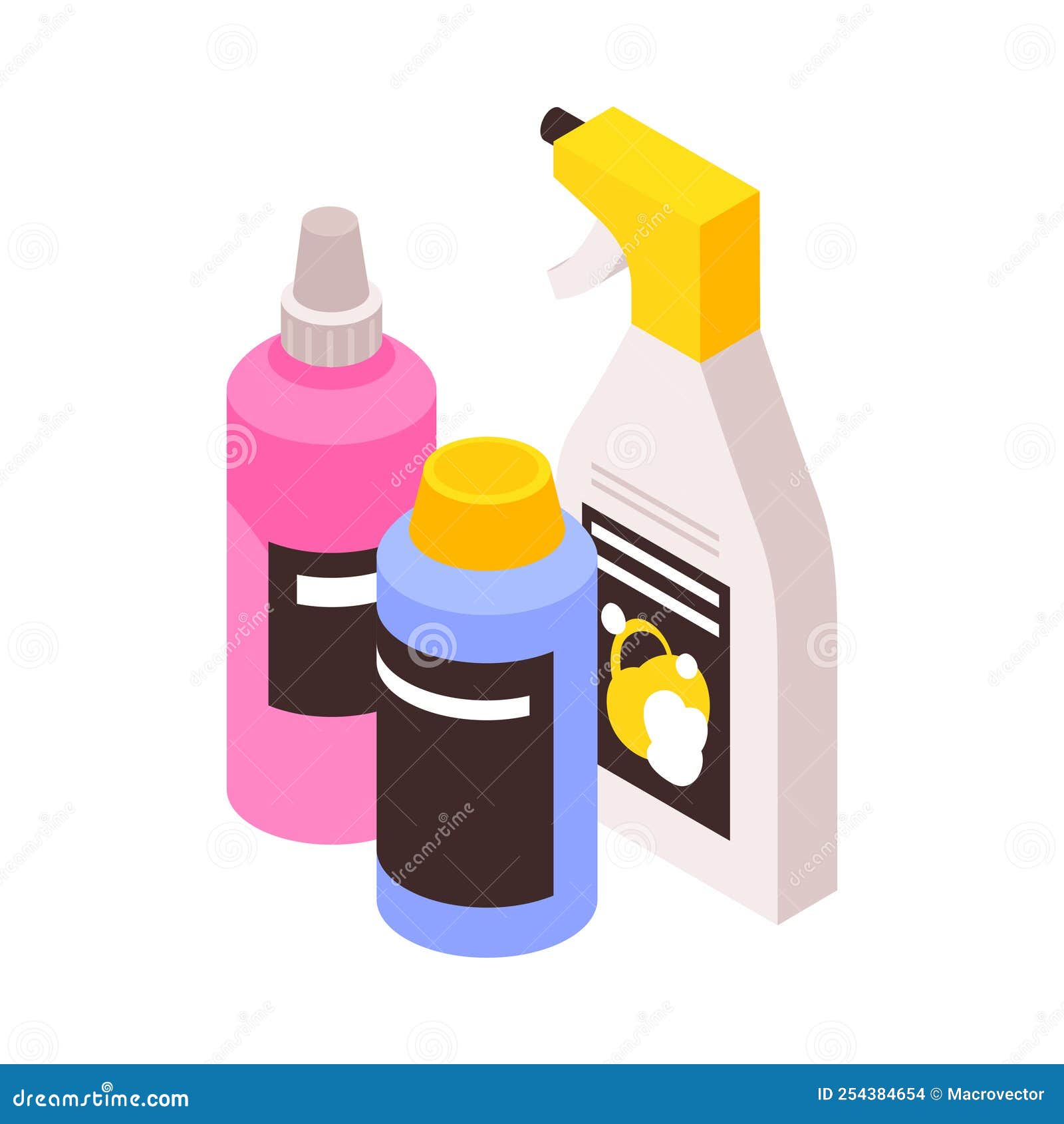 Isometric Cleaning Tools stock vector. Illustration of cleaner - 254384654