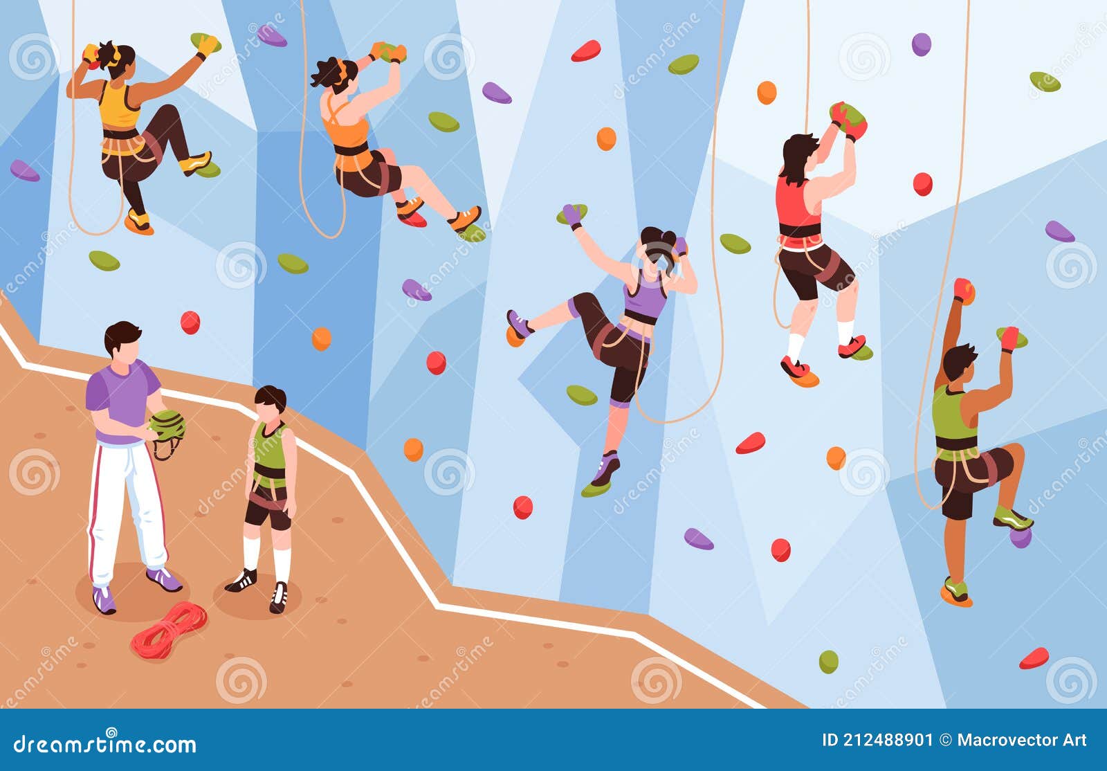 Isometric Rock Wall Composition Stock Vector - Illustration of climb ...