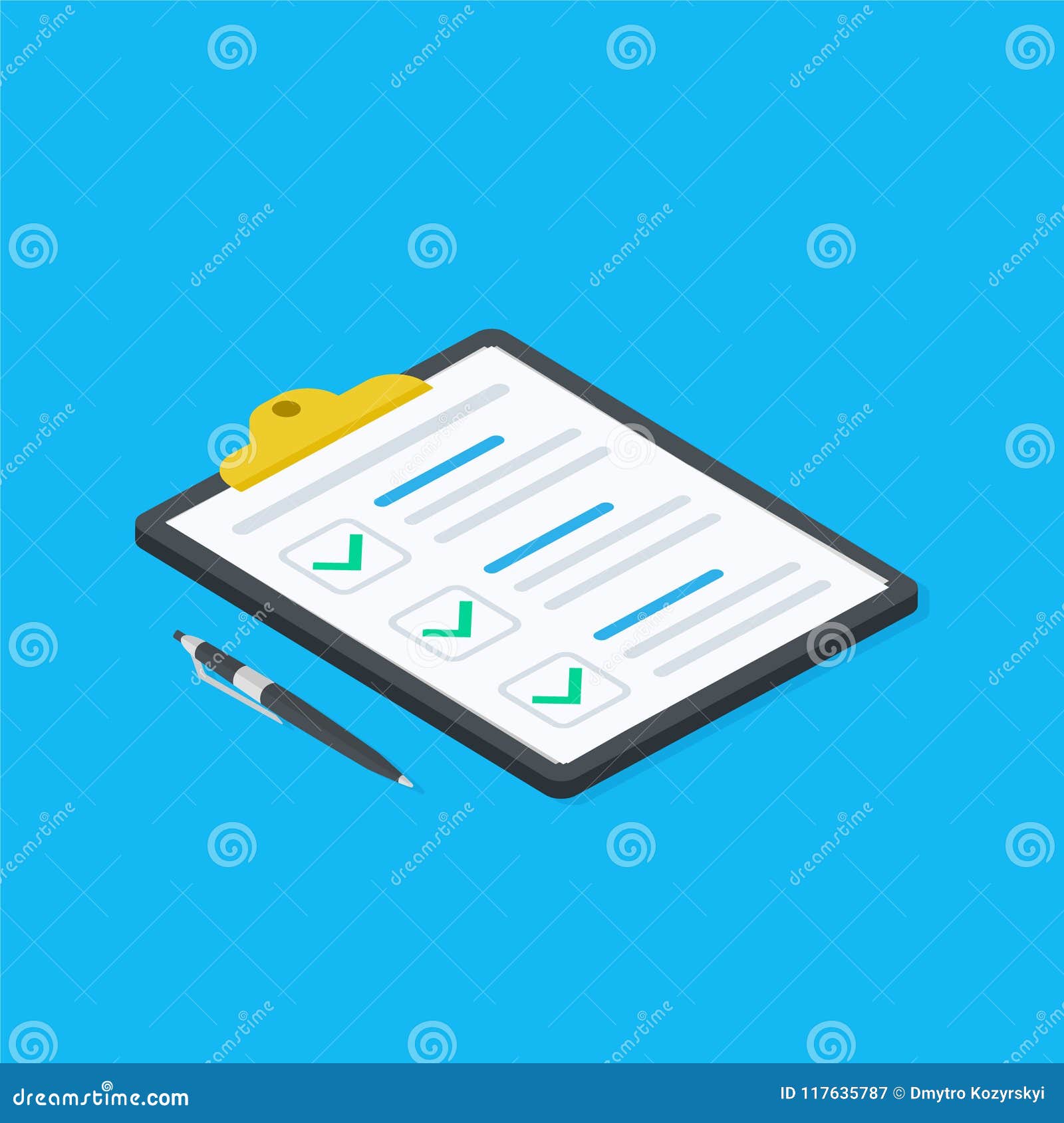 Isometric Clipboard with Checklist Symbol. Pad with Sheet of Paper and ... Isometric Clipboard with Checklist Symbol. Pad with Sheet of Paper and ...