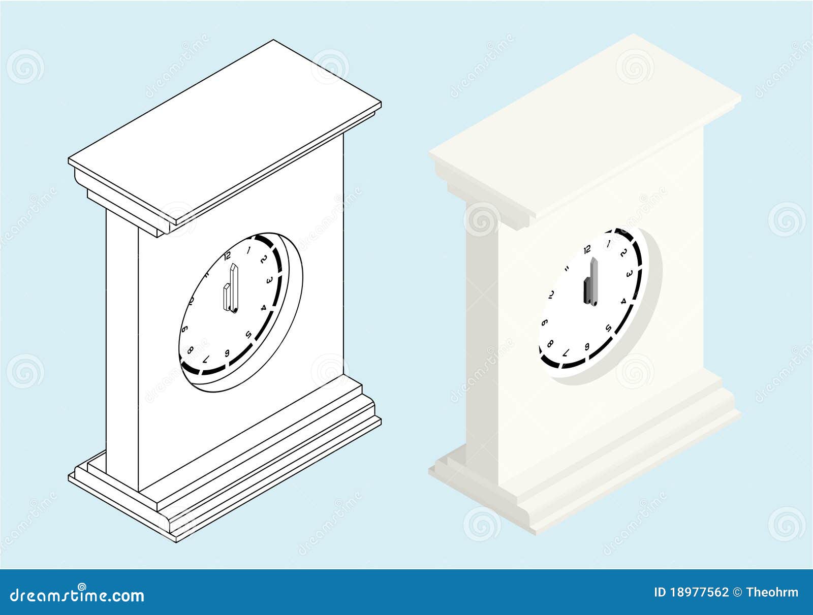 Isometric Clock stock vector. Illustration of dimension - 18977562