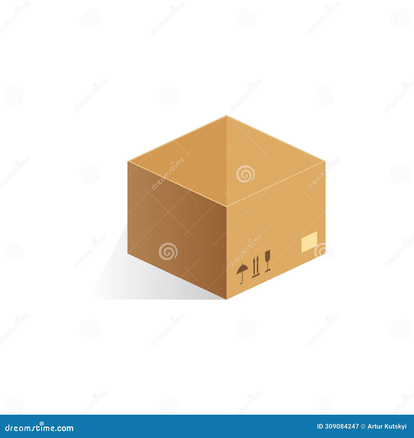 Isometric Closed Cardboard Box, Brown Package for Storage in Warehouse ...