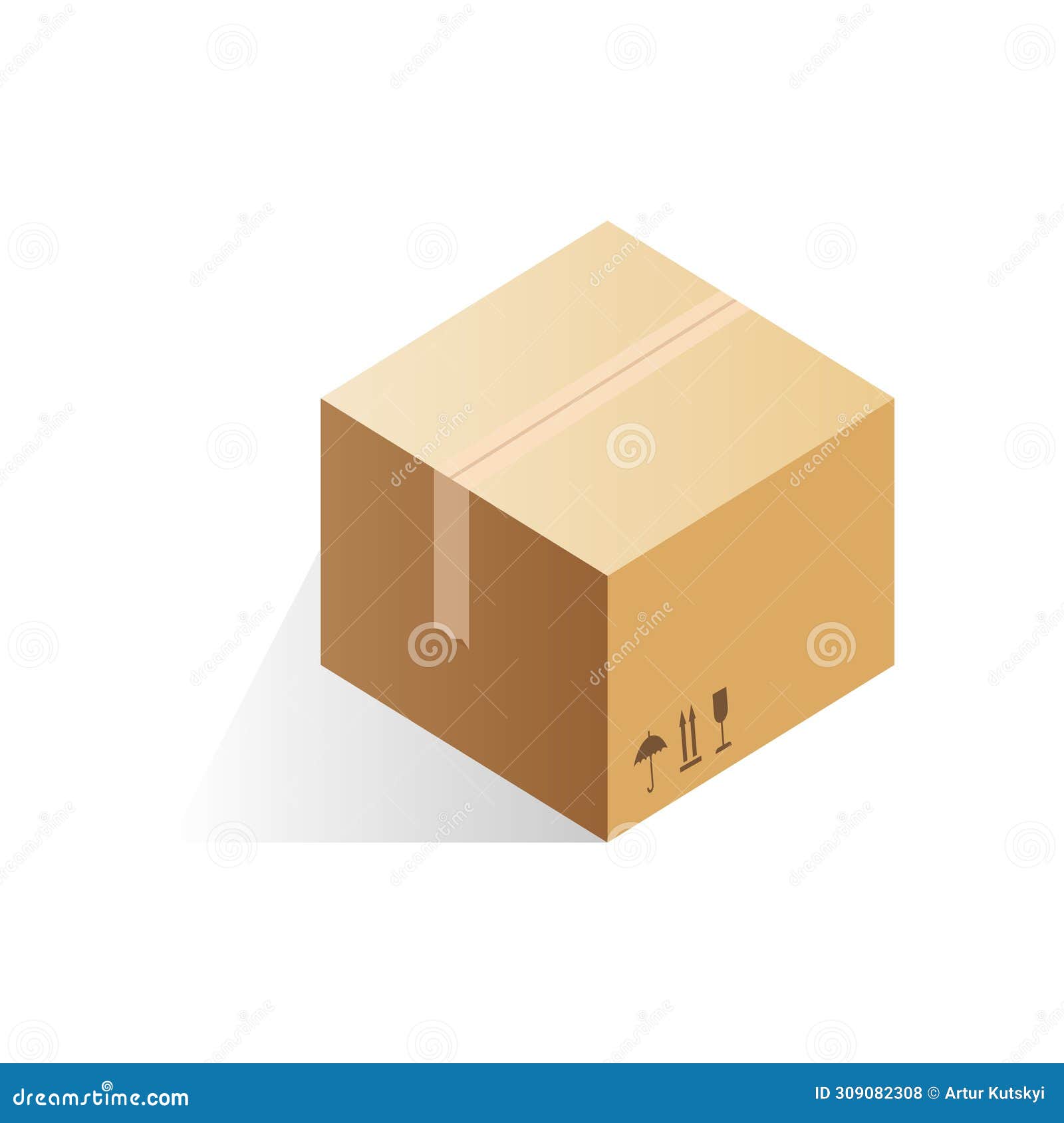Isometric Closed Cardboard Box of Cube Shape for Delivery, Relocation ...
