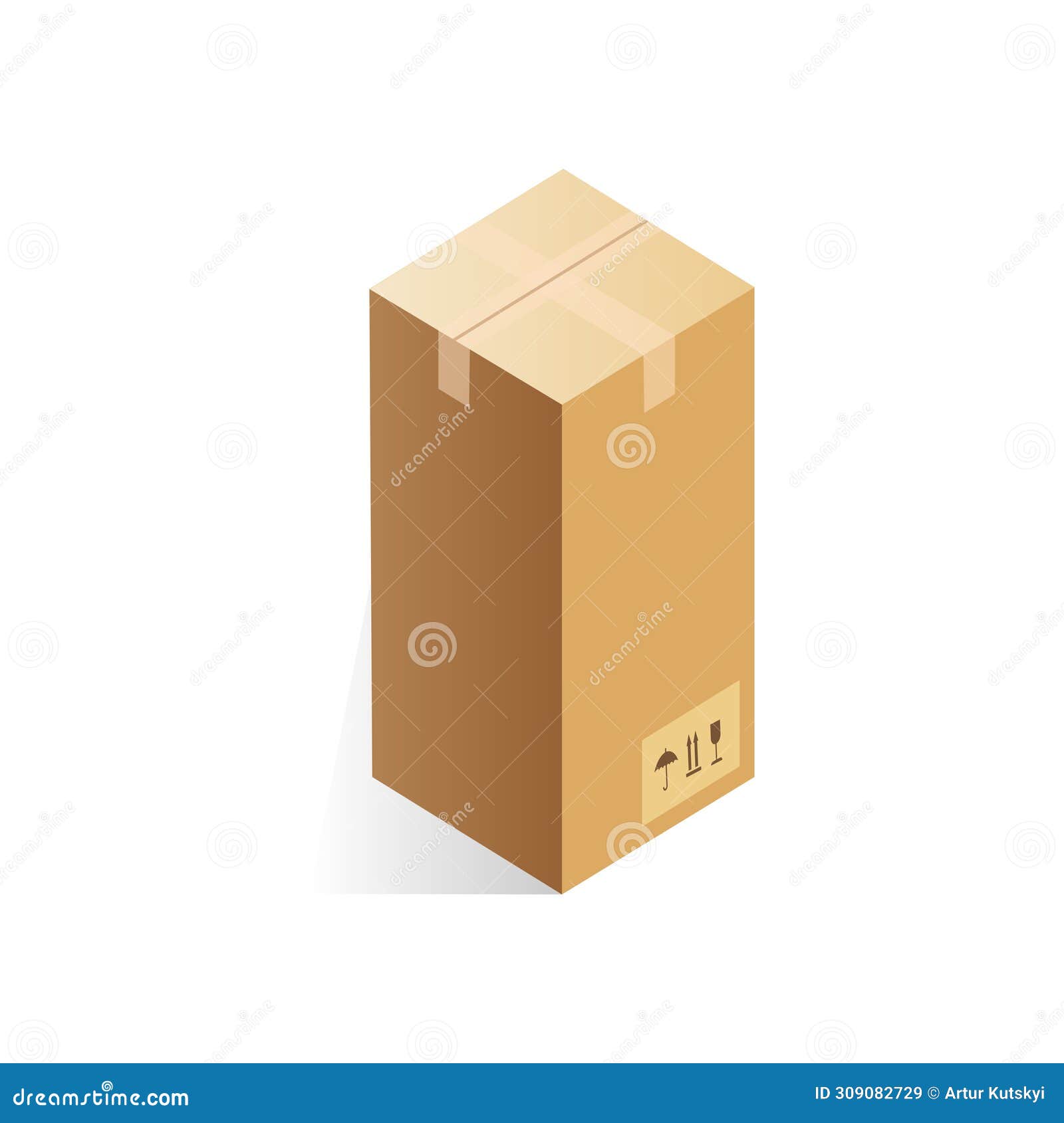 Isometric Closed Cardboard Box, Parcel of Rectangular Shape with Goods ...