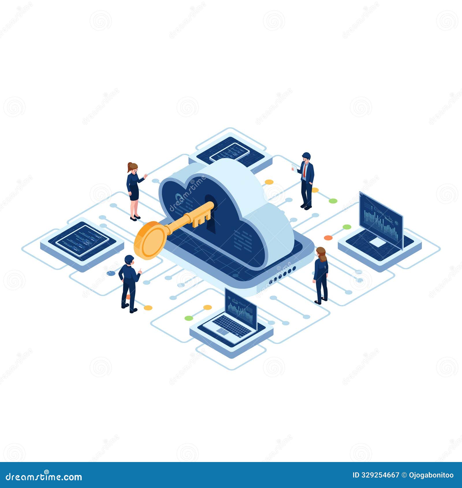 Isometric Cloud Based Solution With Data Center Connectivity Vector ... Isometric Cloud Based Solution With Data Center Connectivity Vector ...