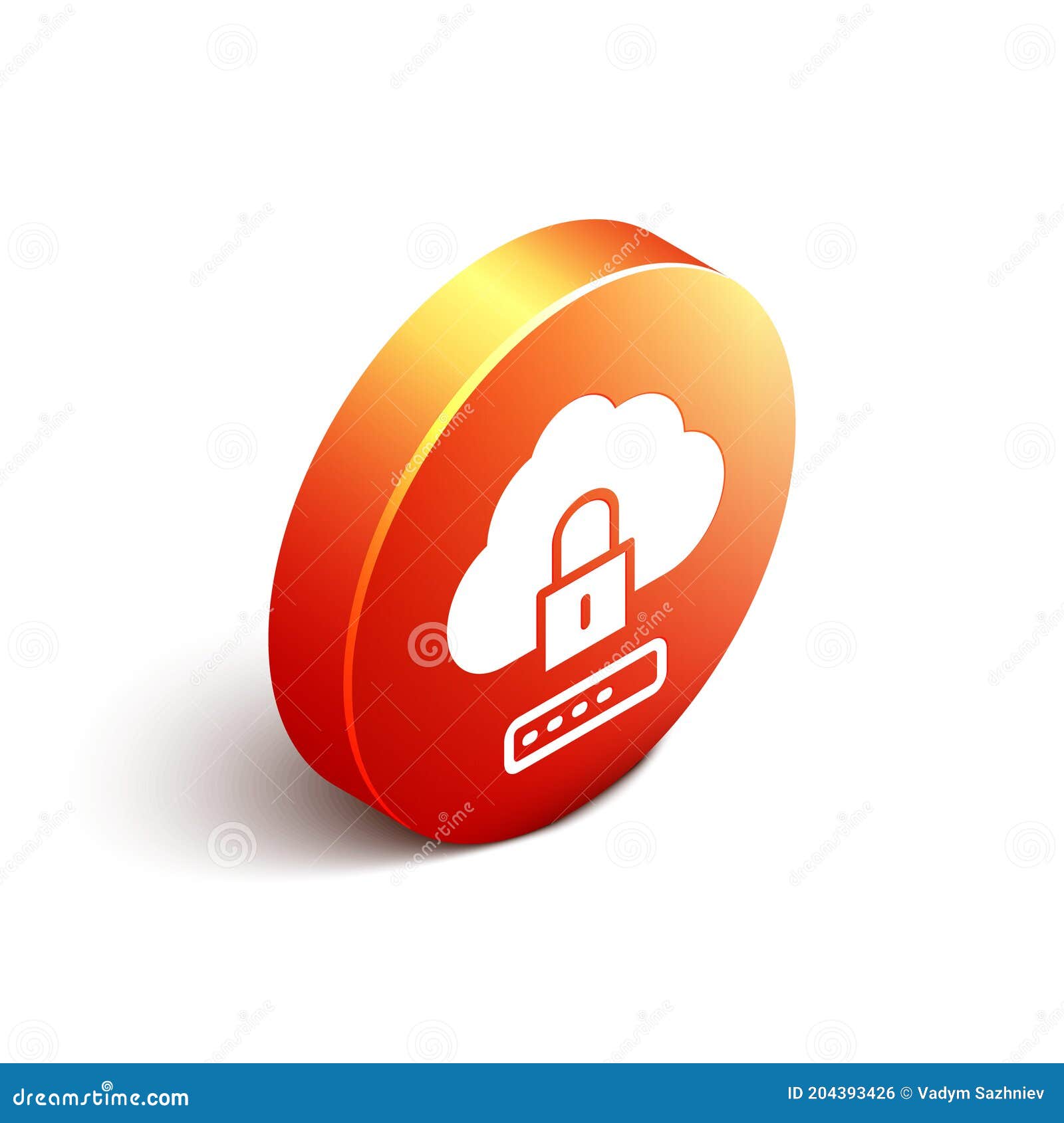 Isometric Cloud Computing Lock Icon Isolated on White Background. Security, Safety, Protection ...