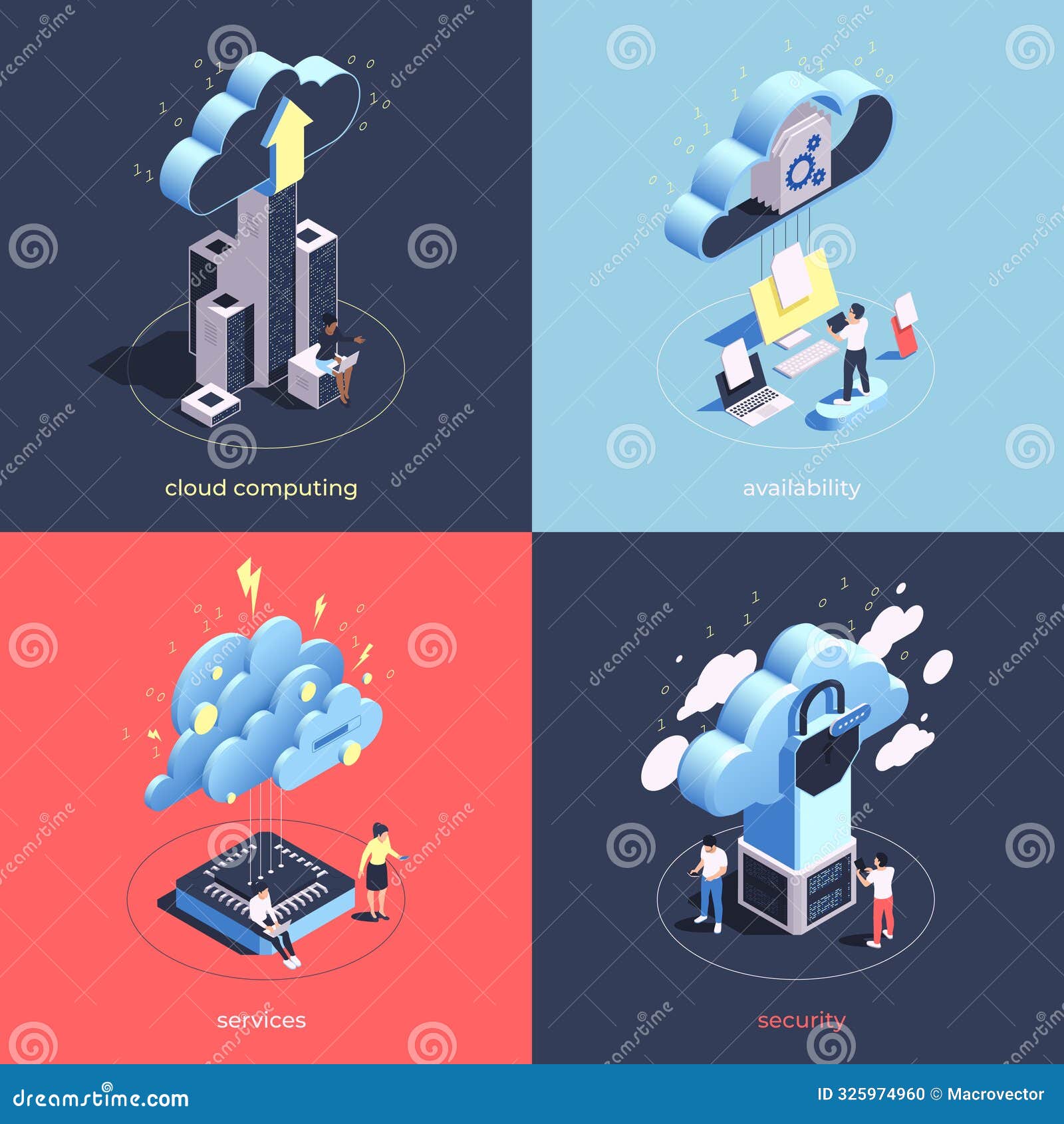 Isometric Cloud Based Solution With Data Center Connectivity Vector ... Isometric Cloud Based Solution With Data Center Connectivity Vector ...