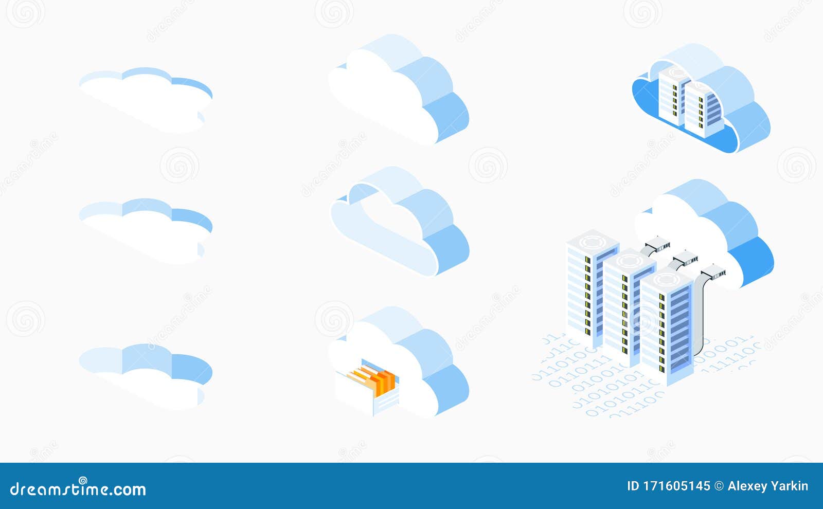 Isometric Cloud Icons. Web Hosting Concept Stock Vector - Illustration ...