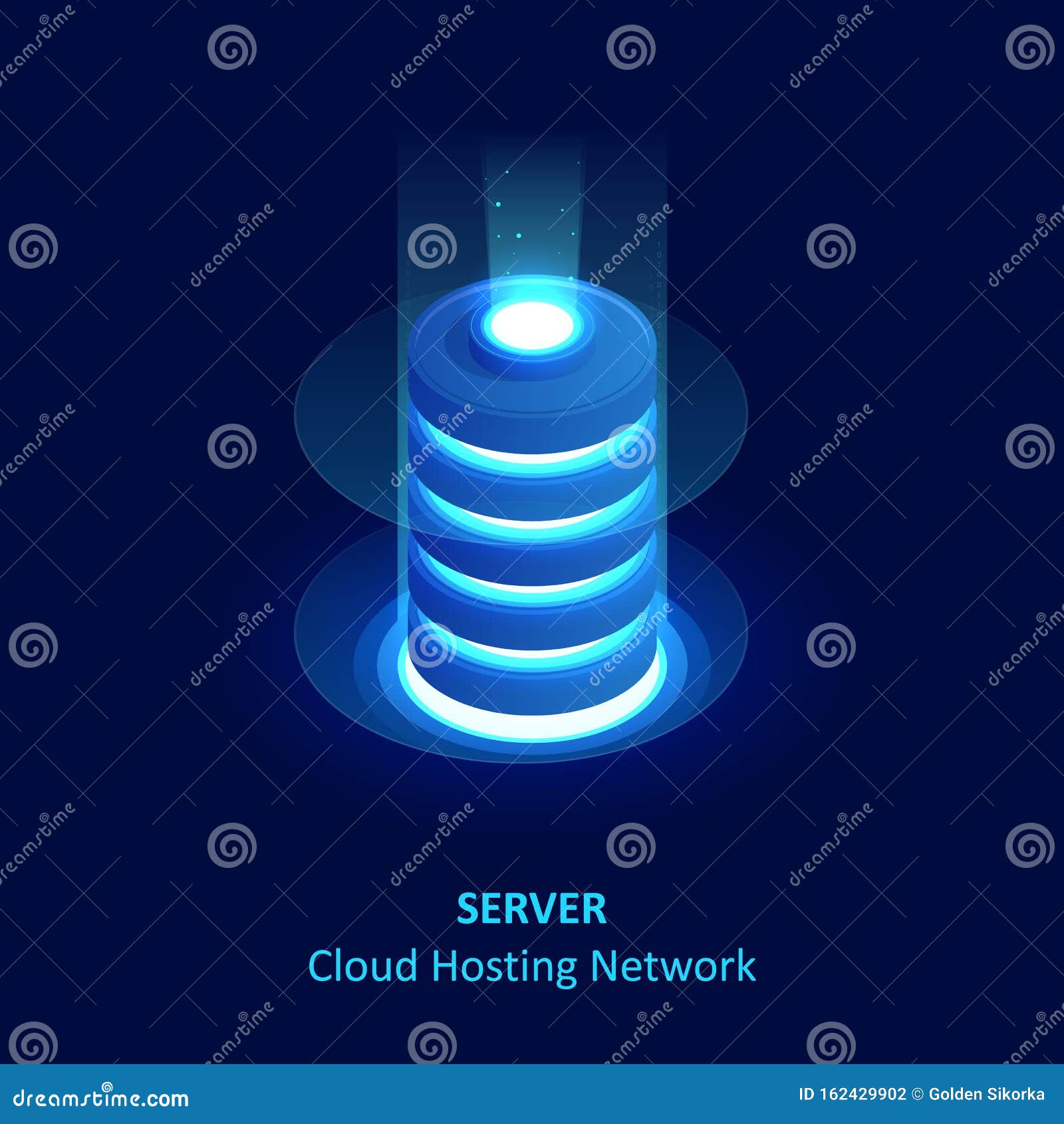 Isometric Cloud Server Isolated on Blue. Data Center Storage Room Objects. Network Server Room ...