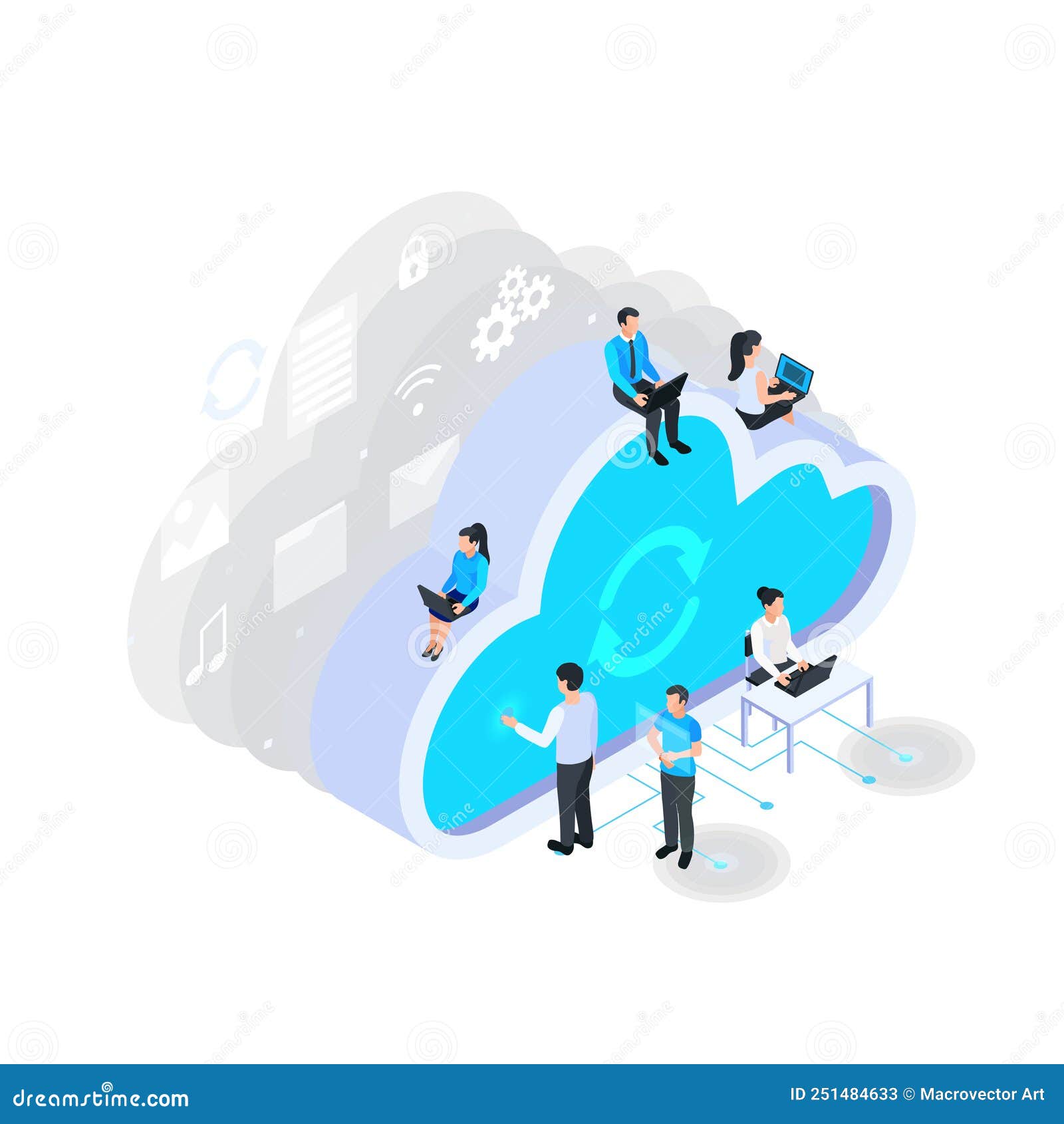 Isometric Cloud Sync Composition Stock Vector - Illustration of icon ...