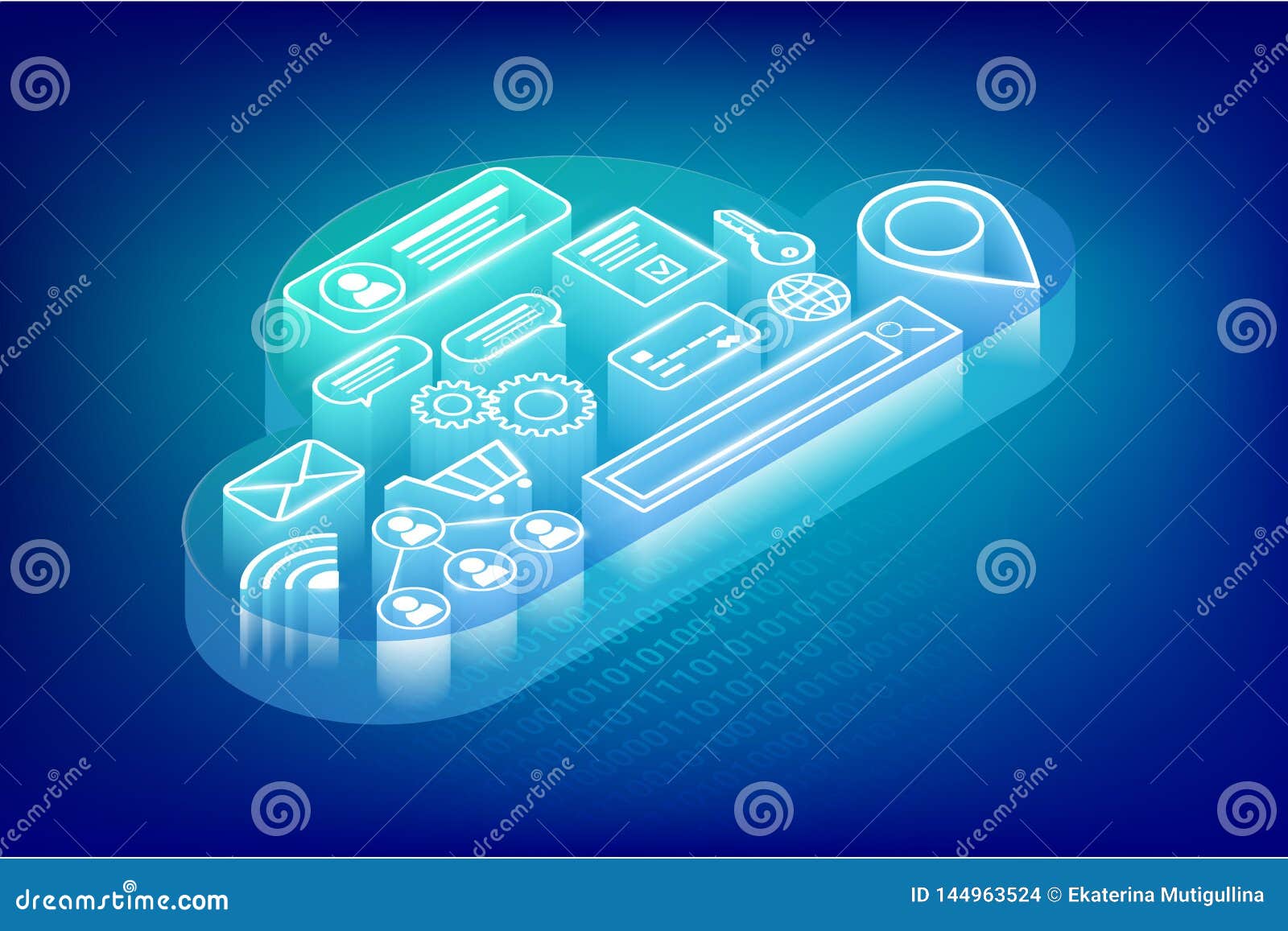 Isometric Cloud Technology Concept Stock Vector - Illustration of ...