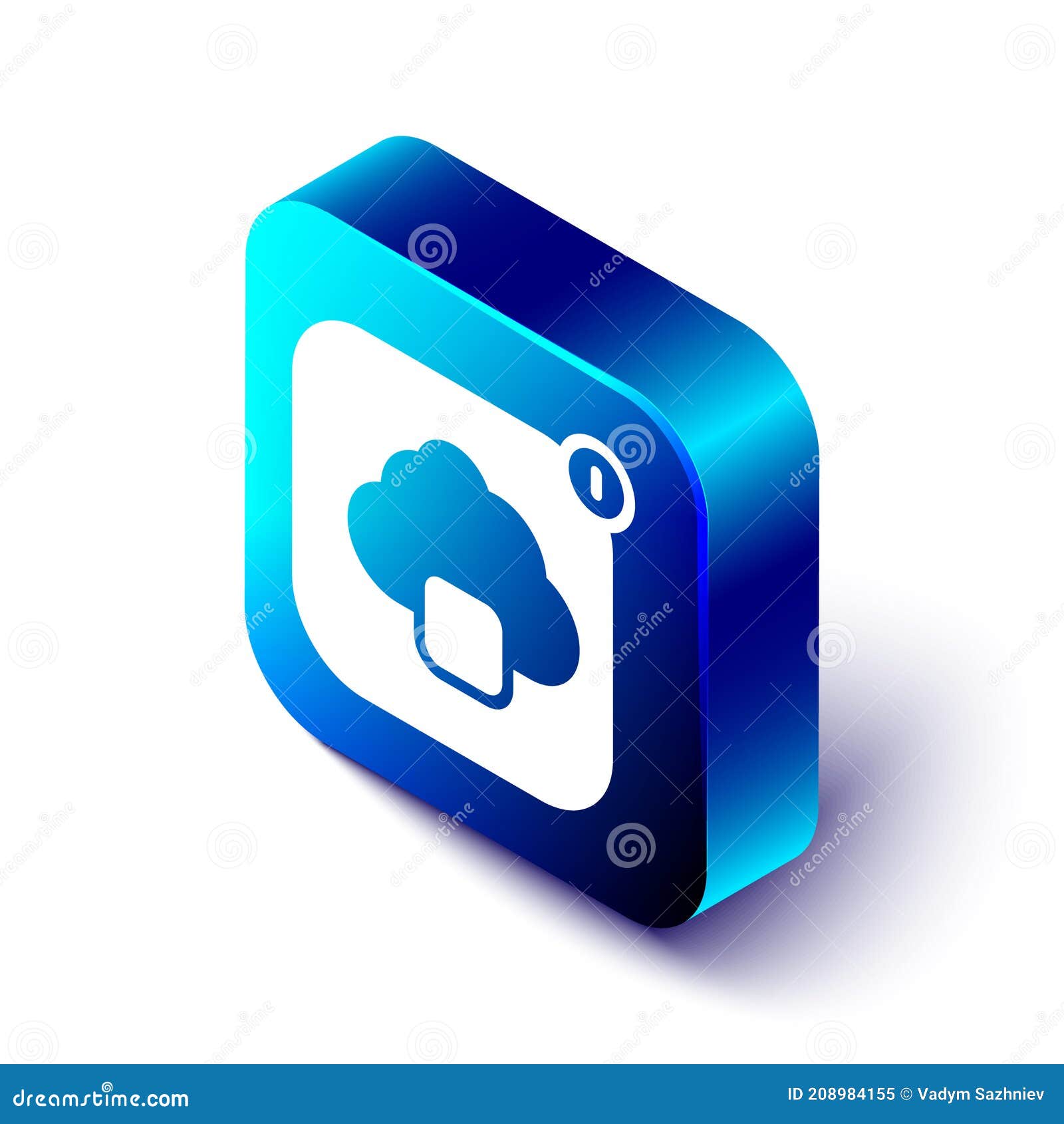 Isometric Cloud Technology Data Transfer and Storage Icon Isolated on White Background. Blue ...