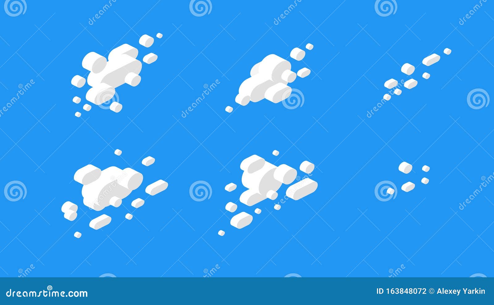 Isometric Cloudscape. Abstract Vector Isometric Clouds. 3d Futuristic Cloud Icons for Backdrops ...