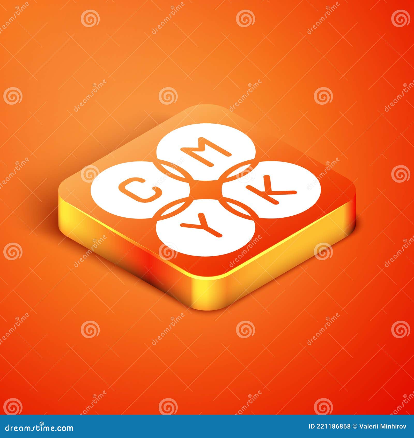 Isometric CMYK Color Mixing Icon Isolated on Orange Background. Vector ...