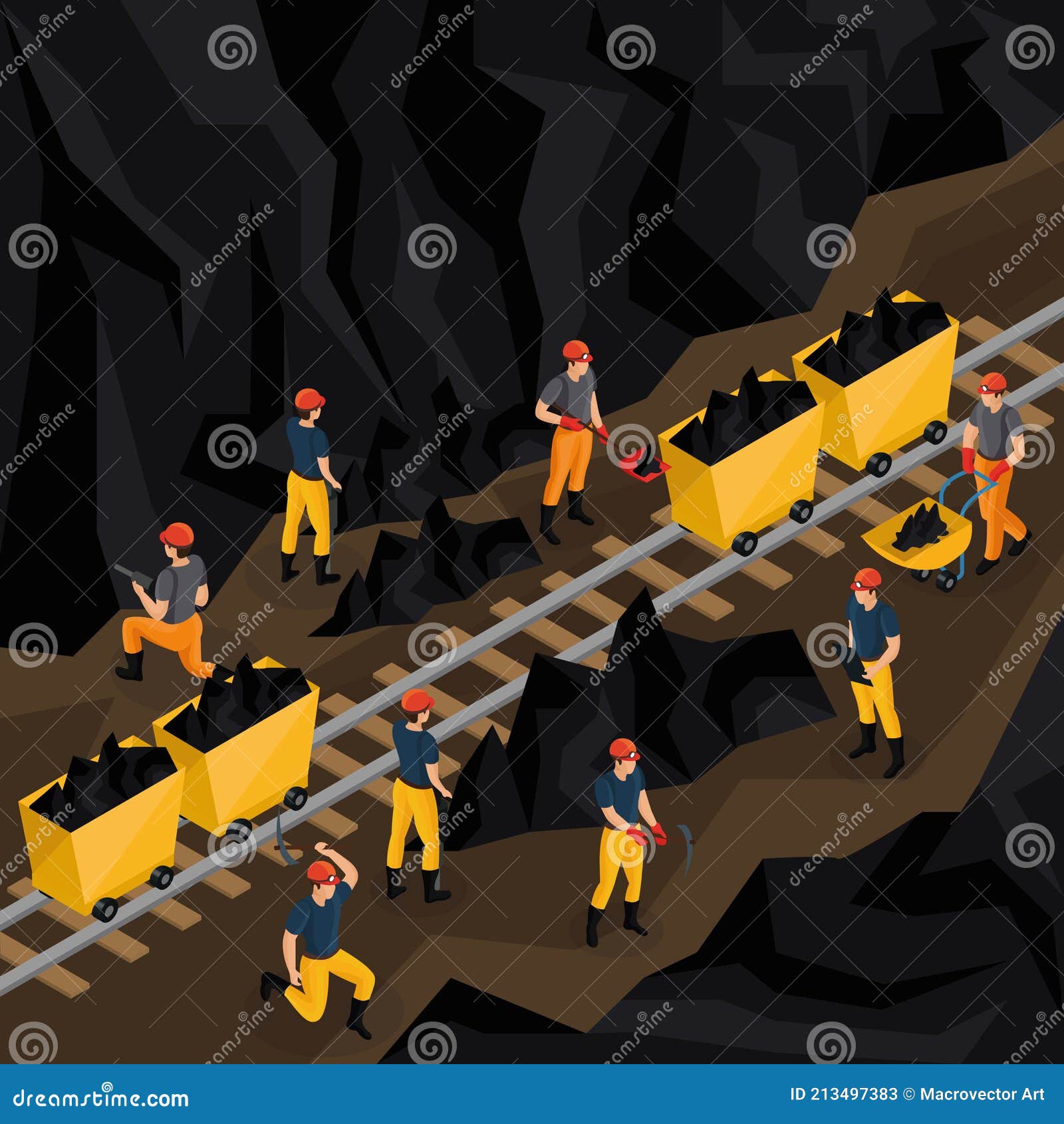 Isometric Coal Industry Concept Stock Vector - Illustration of sign, drill: 213497383