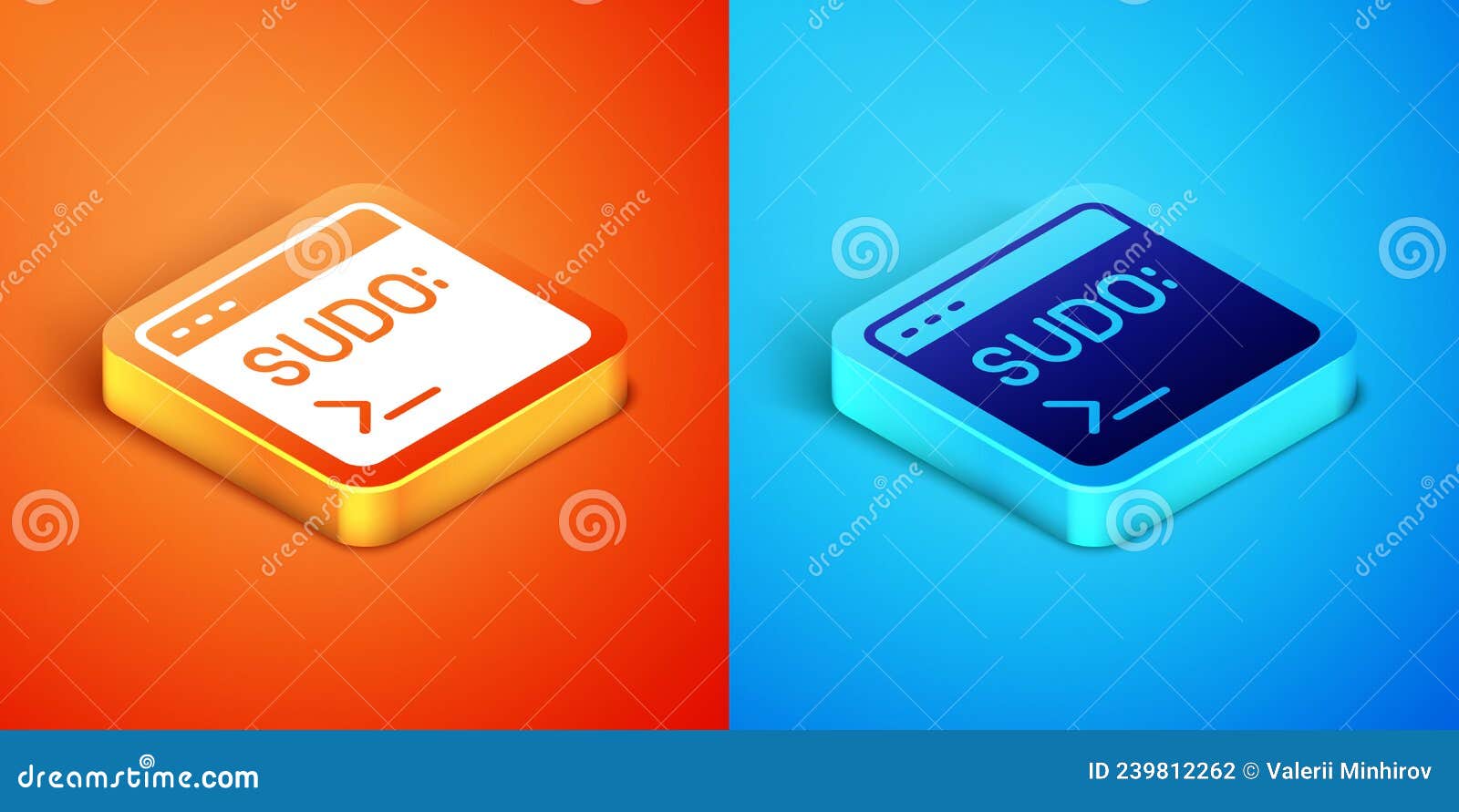 Isometric Code Terminal Icon Isolated On Orange And Blue Background Browser Window With Command