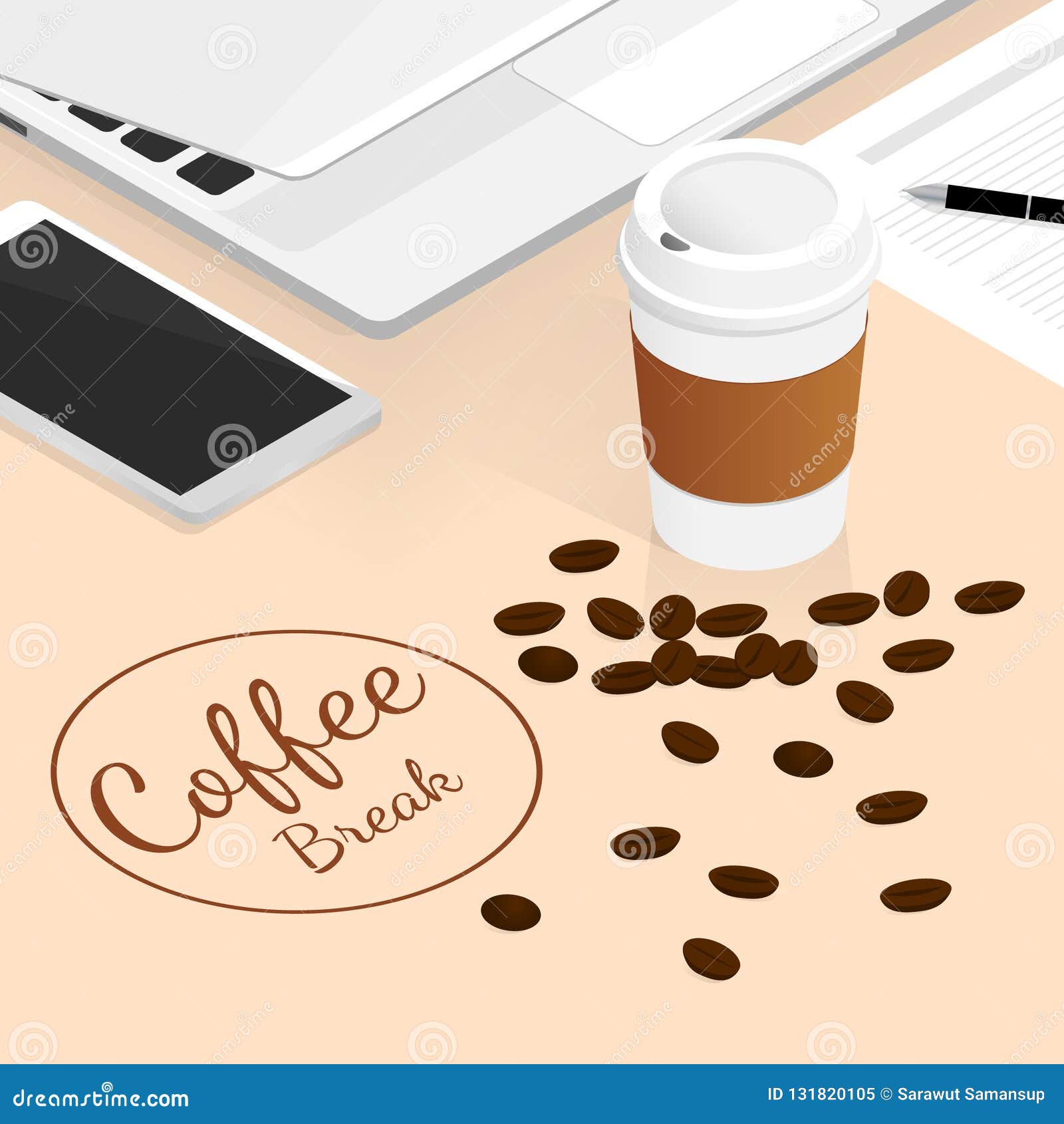 Isometric Coffee Break Vectorisometric Coffee Break,cup of Coffee on ...