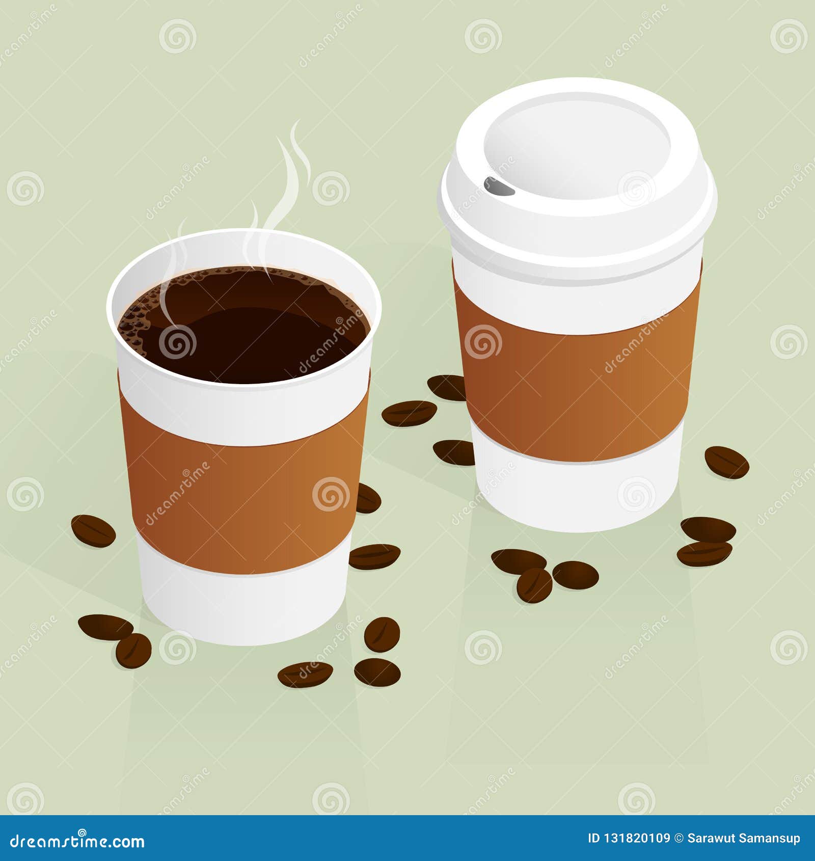 Isometric Coffee Cup,coffee Bean Vector Stock Vector - Illustration of ...