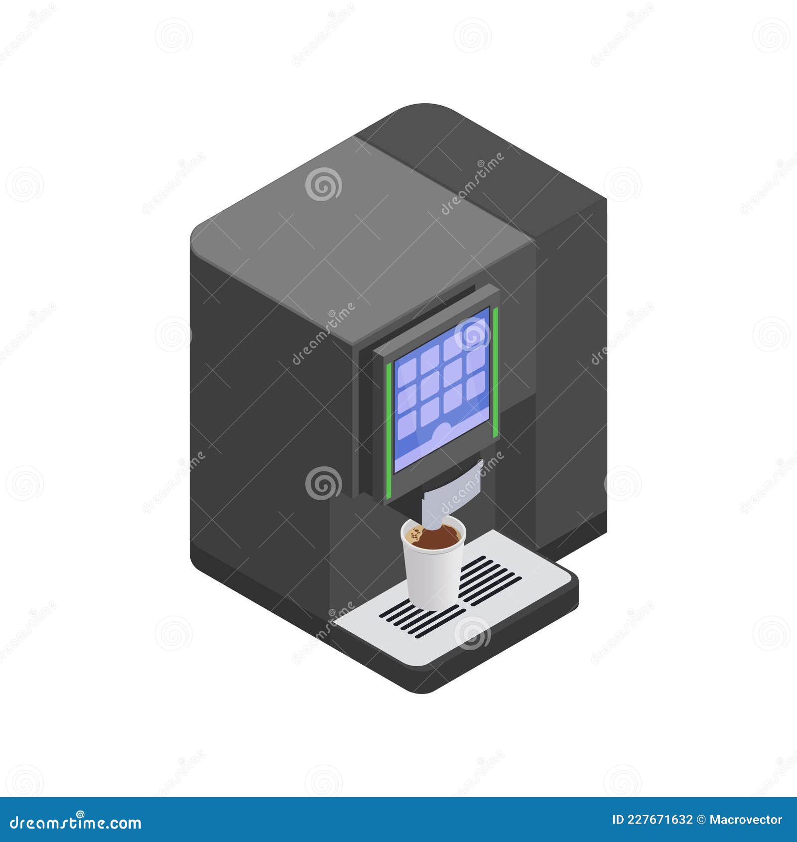 Isometric Coffee Machine stock vector. Illustration of coffee - 227671632