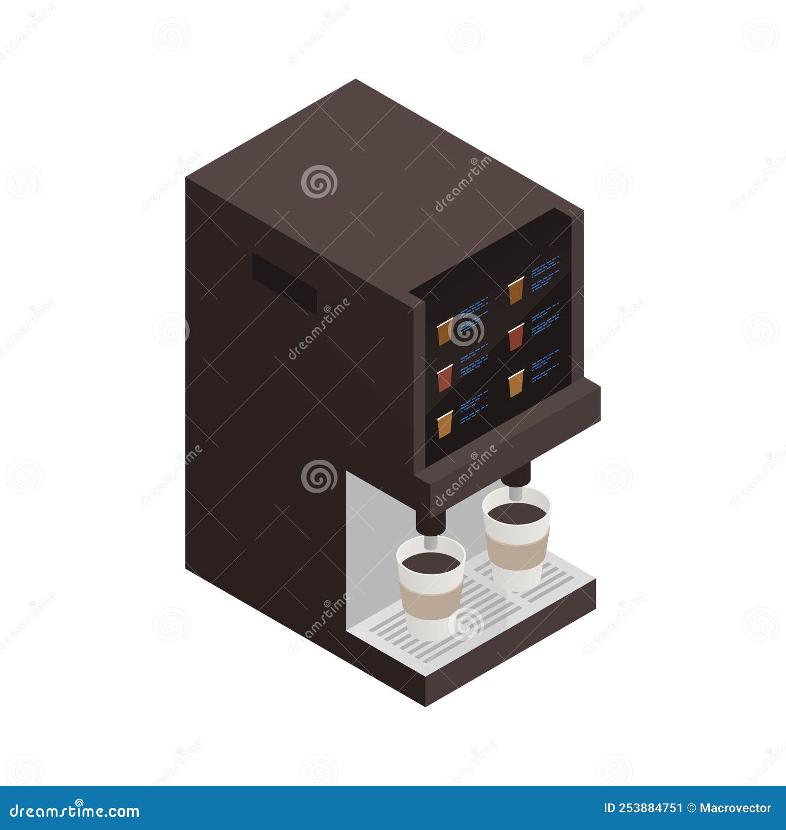 Isometric Coffee Machine stock vector. Illustration of latte - 253884751