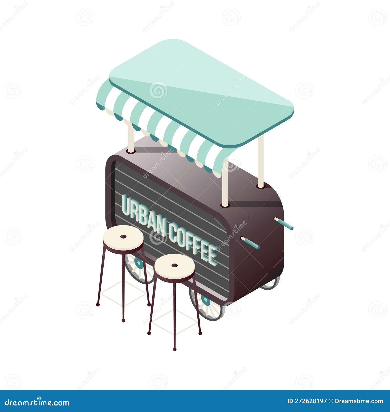 Isometric Coffee Stall stock vector. Illustration of drink - 272628197